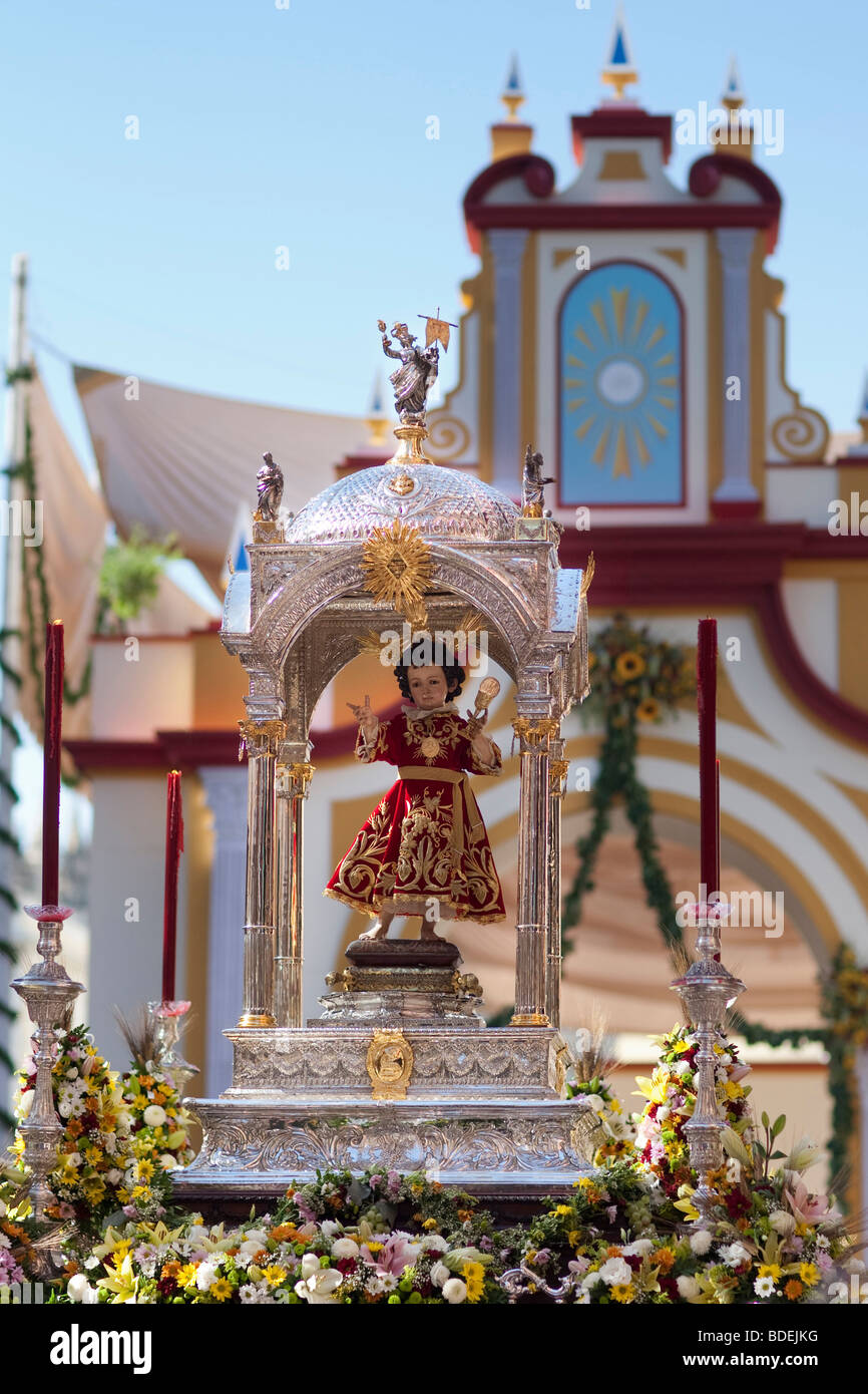 Silver float with Baby Jesus, Corpus Christi procession, Seville, Spain ...