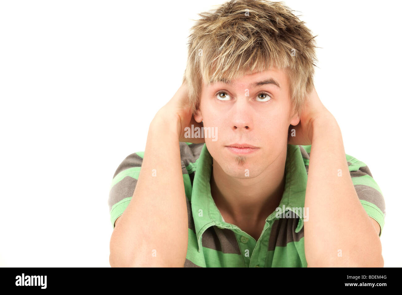 Close-up of teenage boy looking upward Stock Photo - Alamy