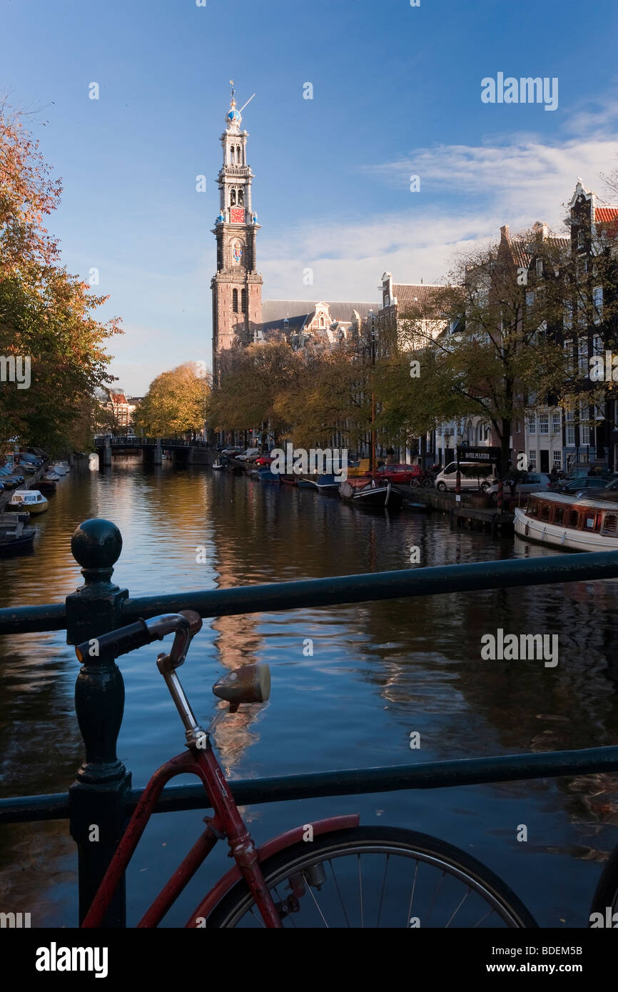 Europe, Netherlands, Holland, view toward Westerkerk tower looking ...