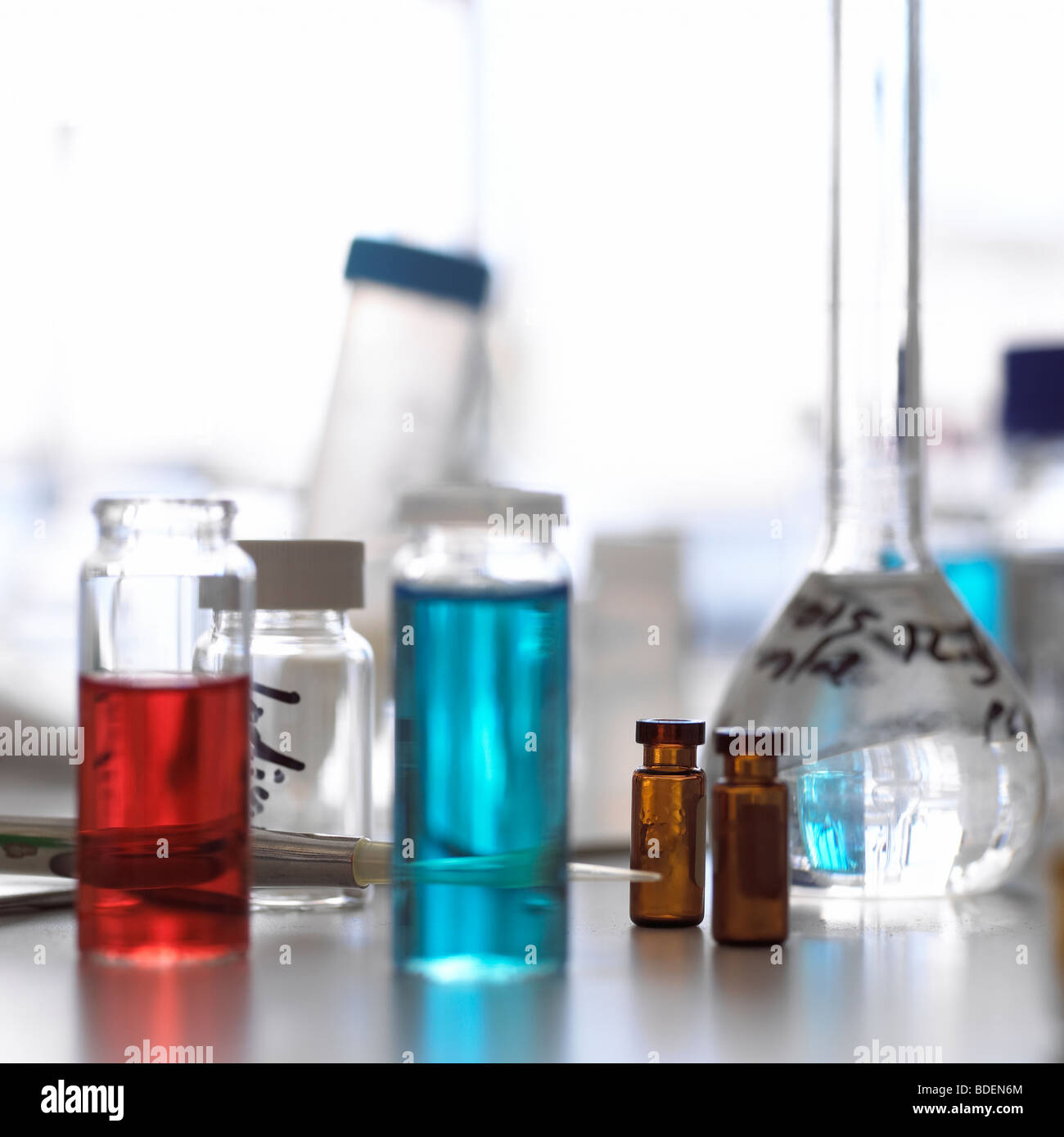 sample bottles sitting in laboratory Stock Photo - Alamy