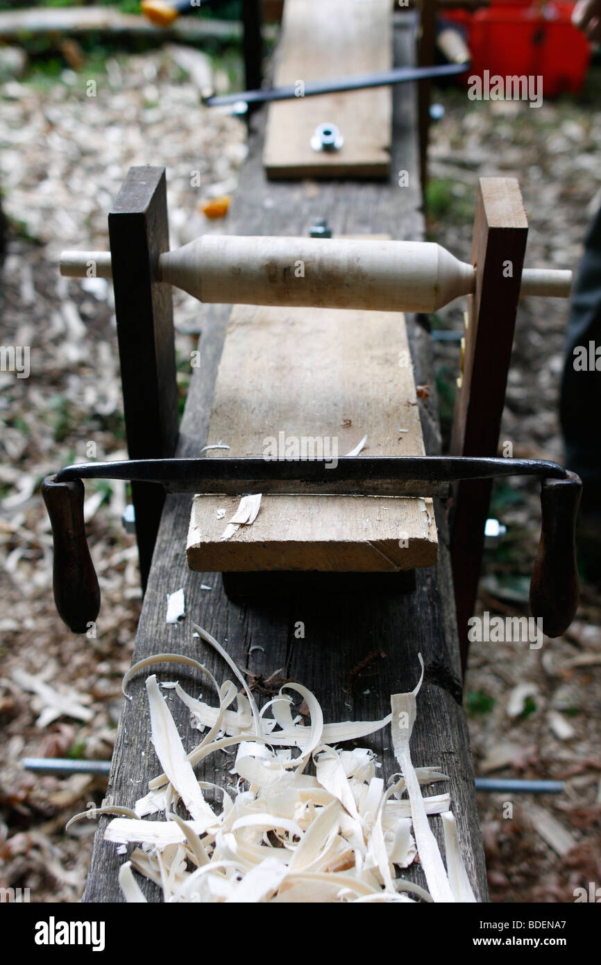 Straight blade draw knife used for hand working wood, sitting on a ...