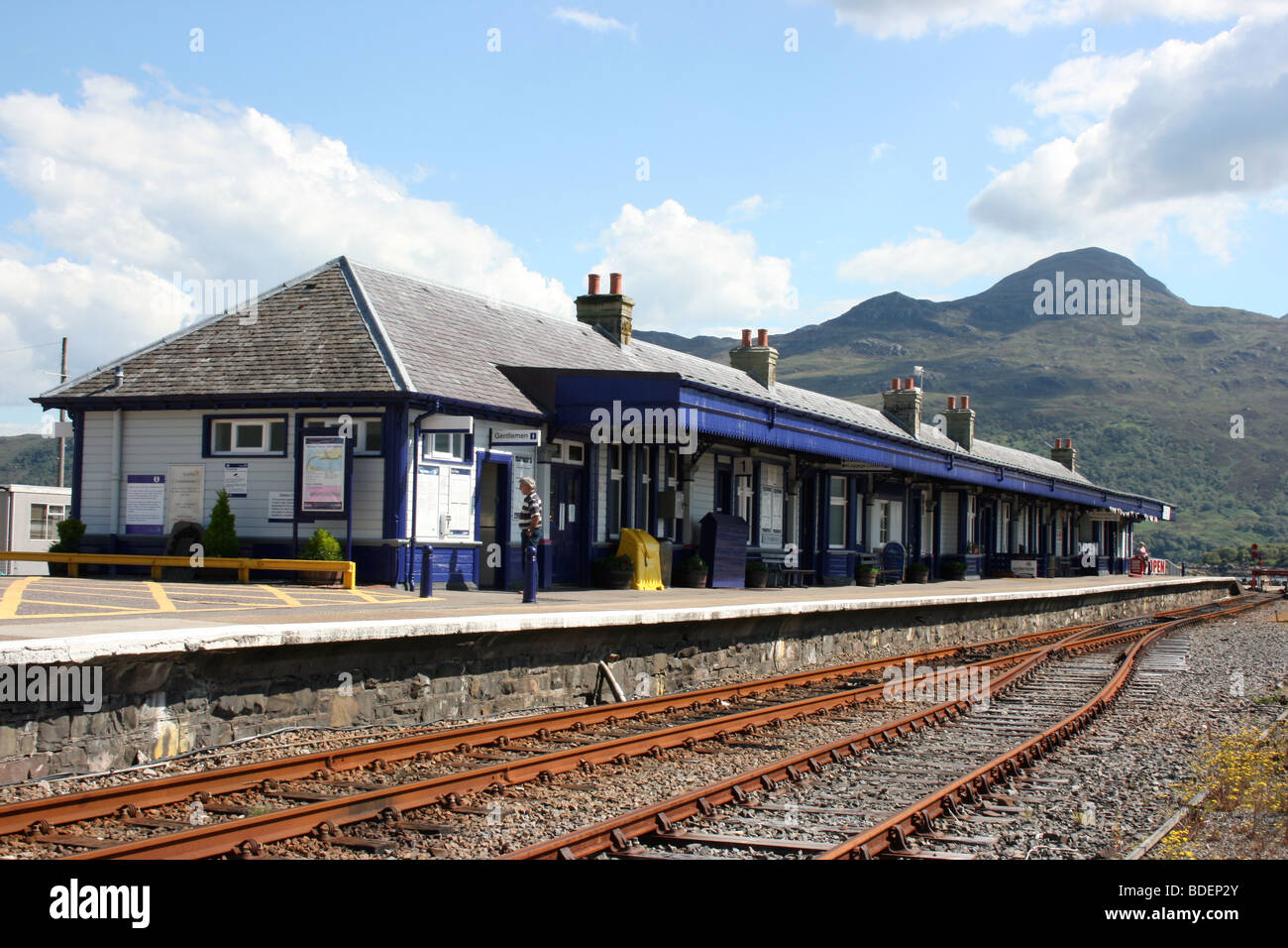 the train station at Kyle of Lochalsh, Western Scotland, with the ...
