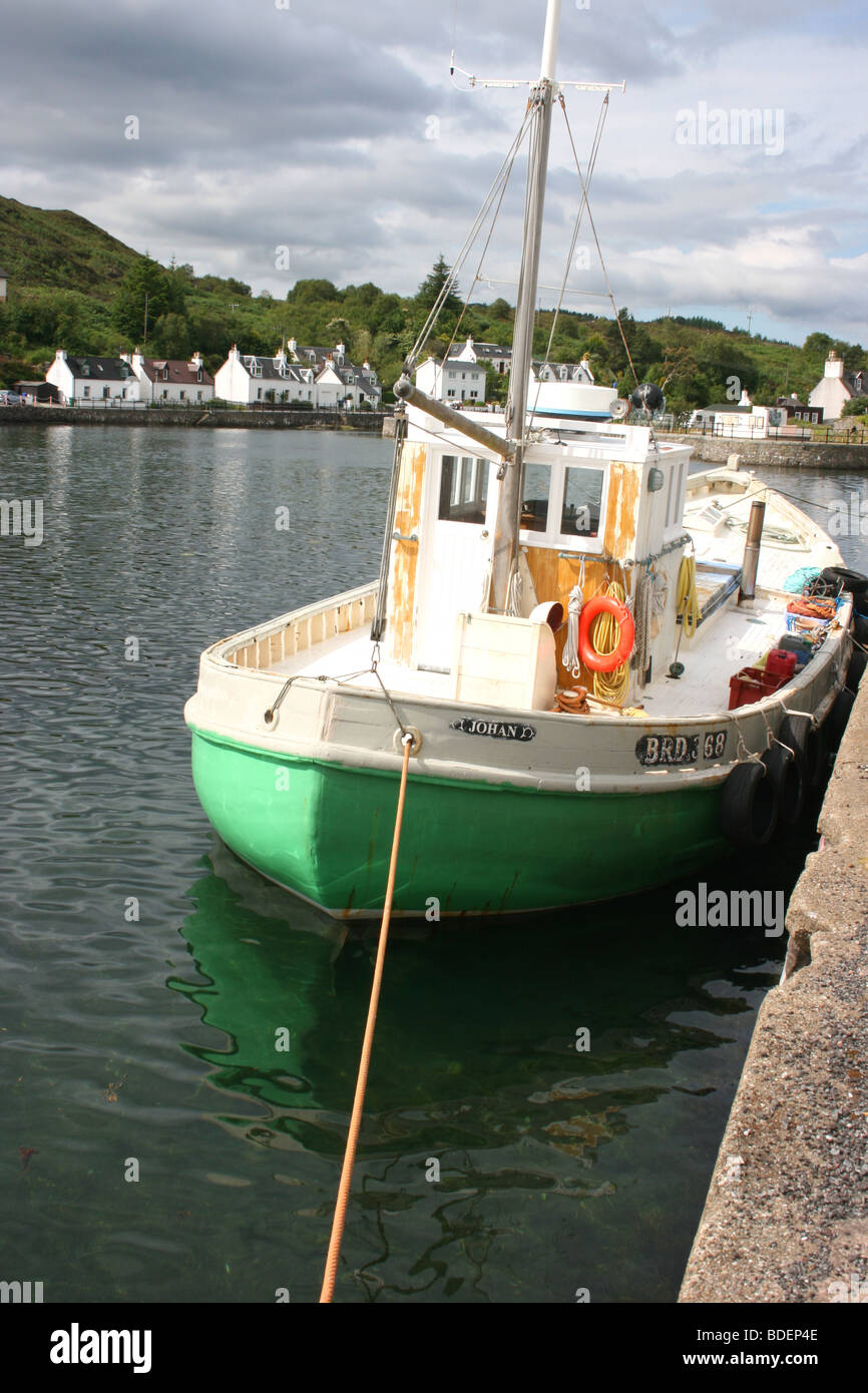 fishing boat moored in harbour at Kyleakin, Isle of Skye, Western ...