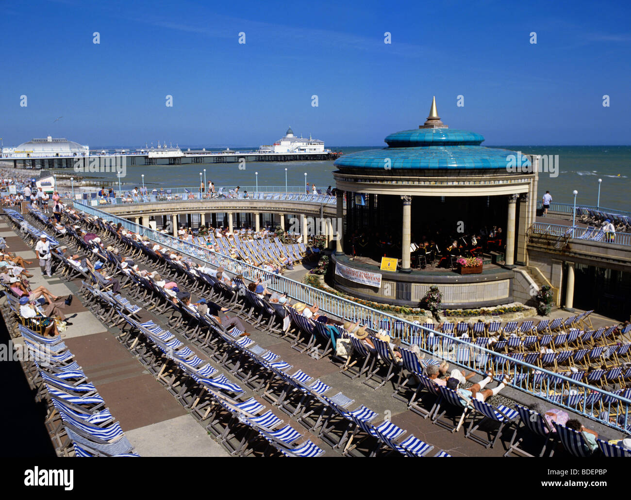 The Bandstand on the promenade at the popular south coast resort of ...