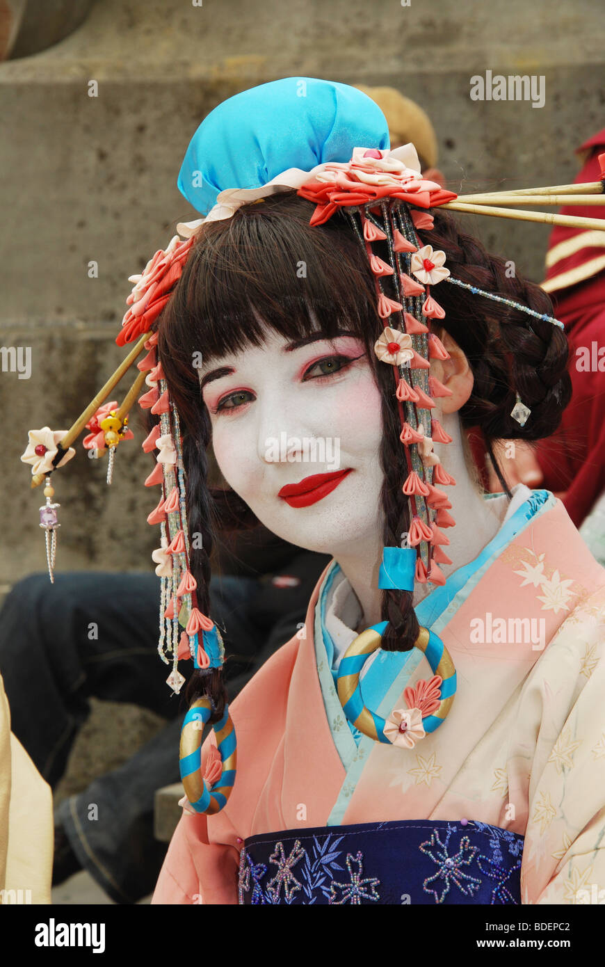 geisha woman at Elf Fantasy Fair Haarzuilens Netherlands Stock Photo ...