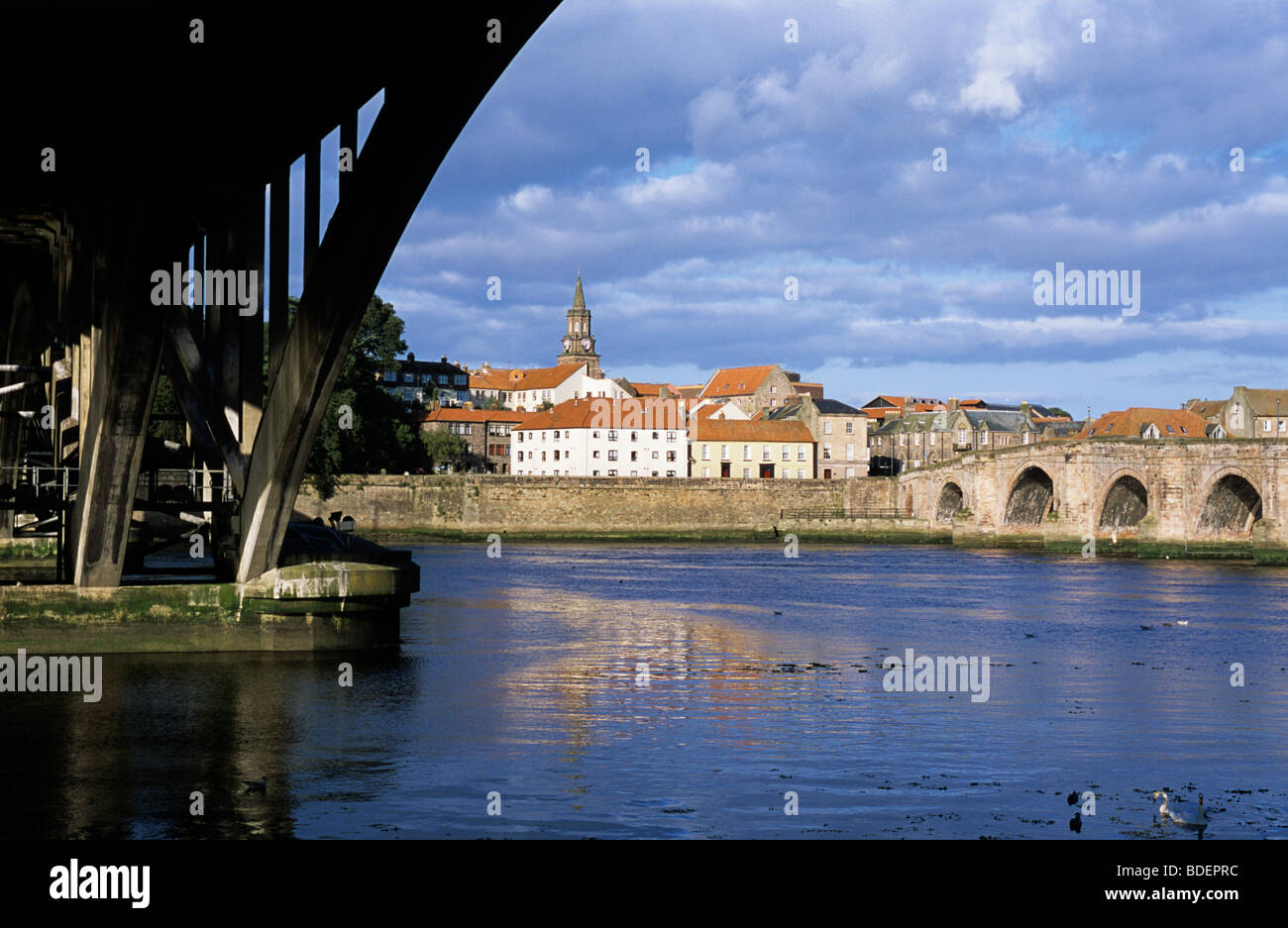 Berwick Bridge viewed from under Royal Tweed Bridge at Berwick-upon ...