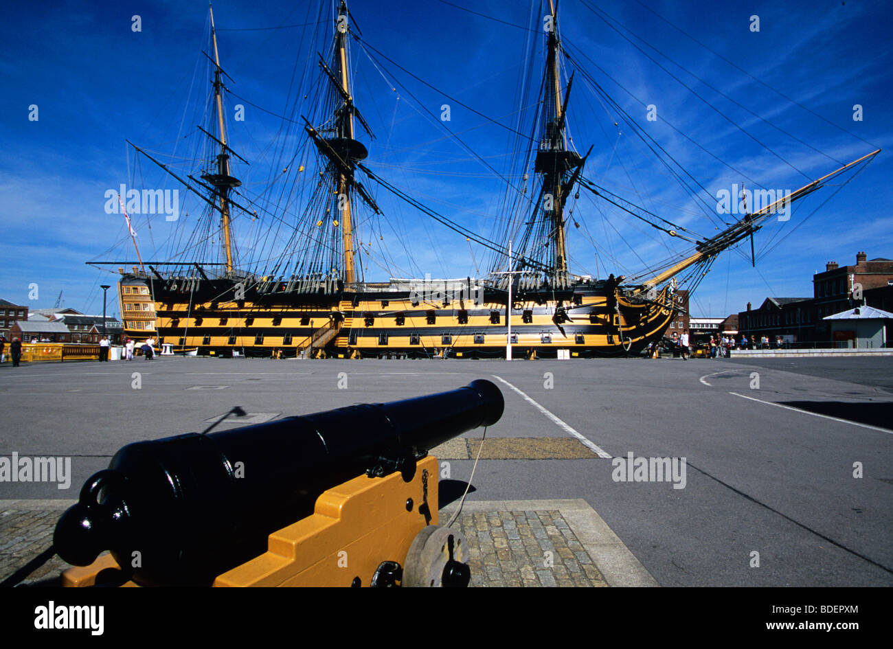HMS Victory, Nelson's flagship, in the Historic Dockyard at Portsmouth ...