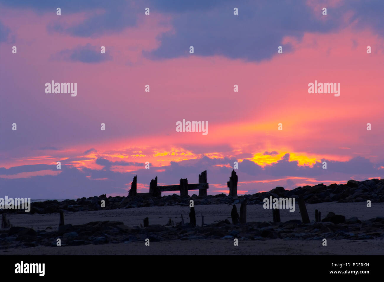 Colourful sunset over beach dunes hi-res stock photography and images ...