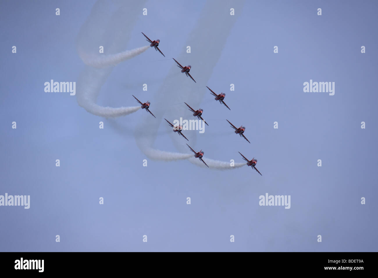 RAF Red Arrows Aerobatic team in close formation Stock Photo - Alamy