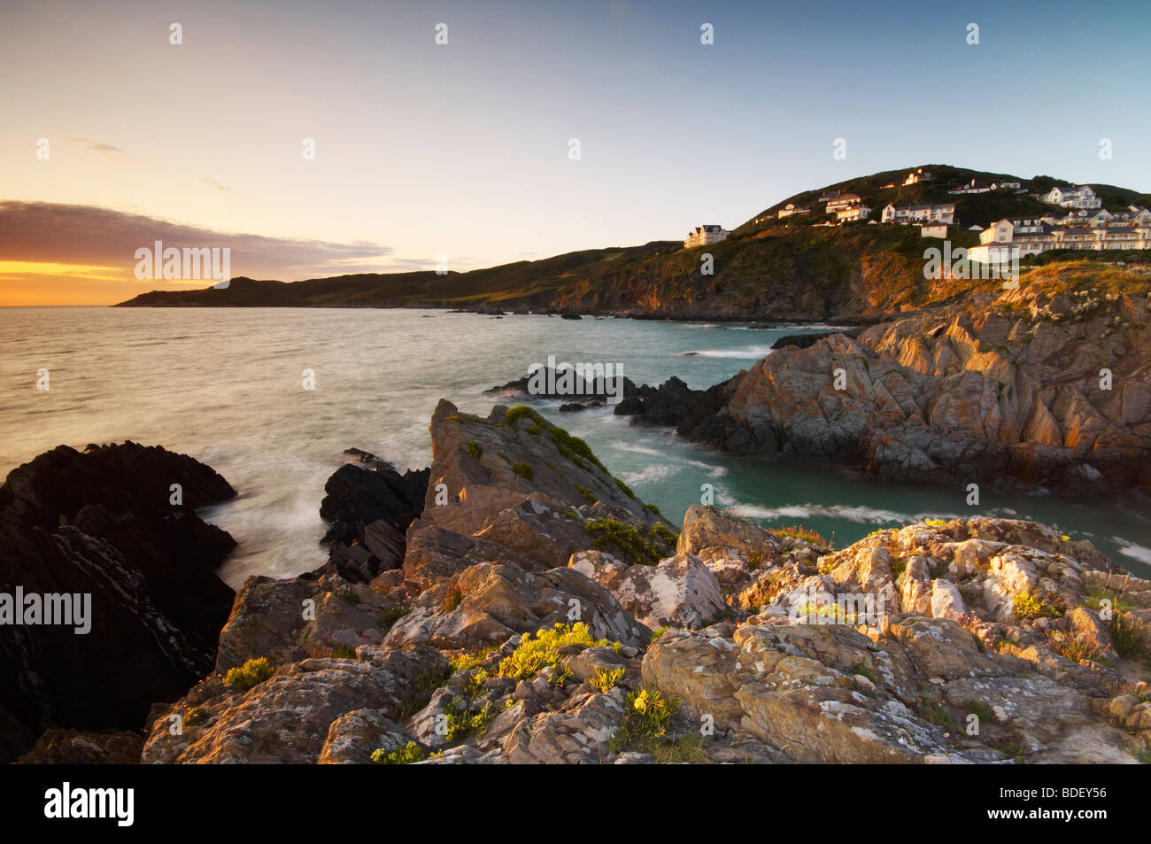 Atmospheric sunset over Morte Point on the North Devon coast UK Stock ...
