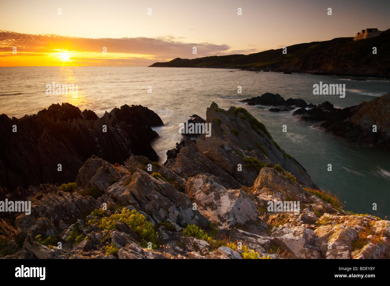 Atmospheric sunset over Morte Point on the North Devon coast UK Stock ...