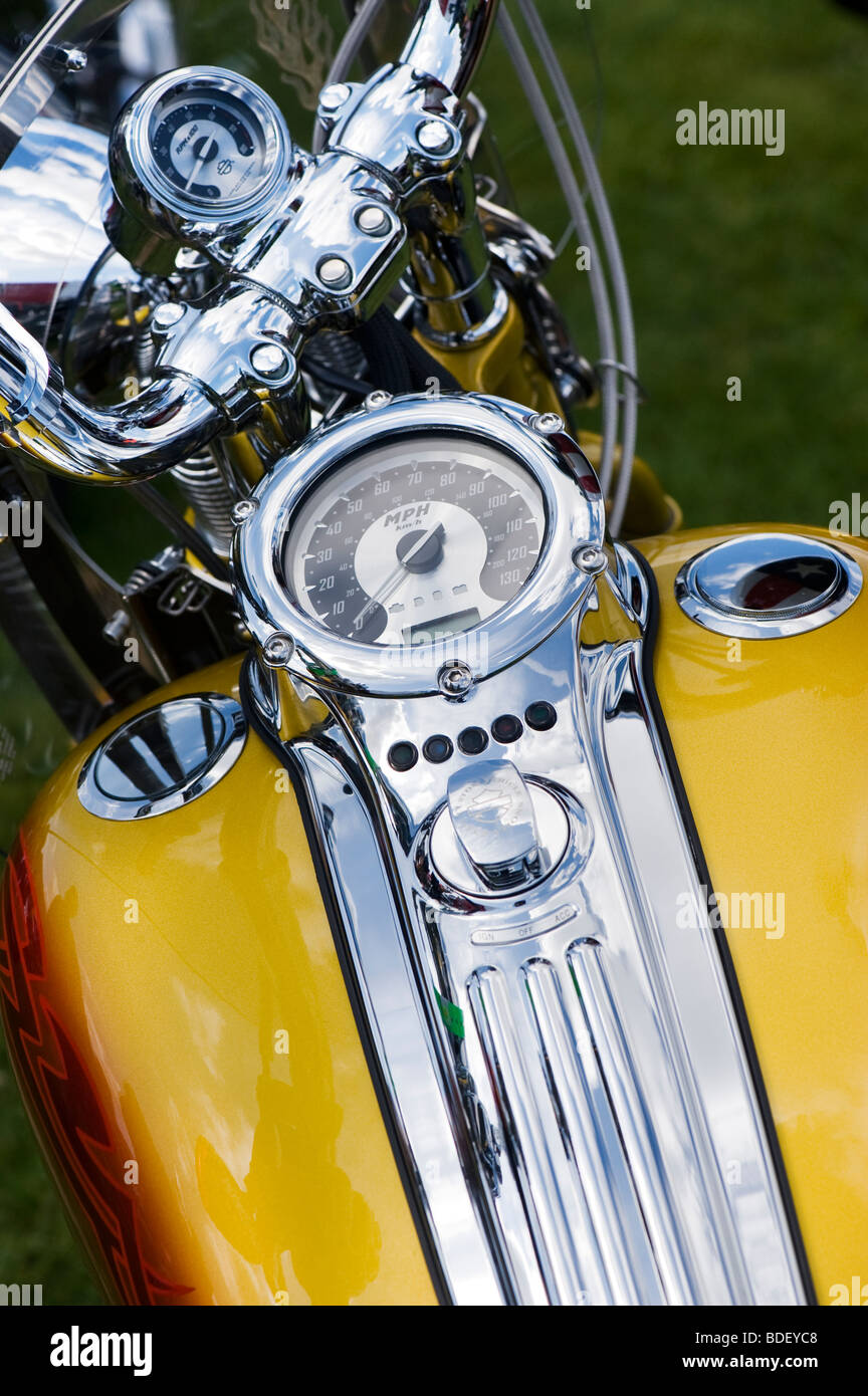 Harley Davidson motorcycle, custom chrome and paint work Stock Photo ...