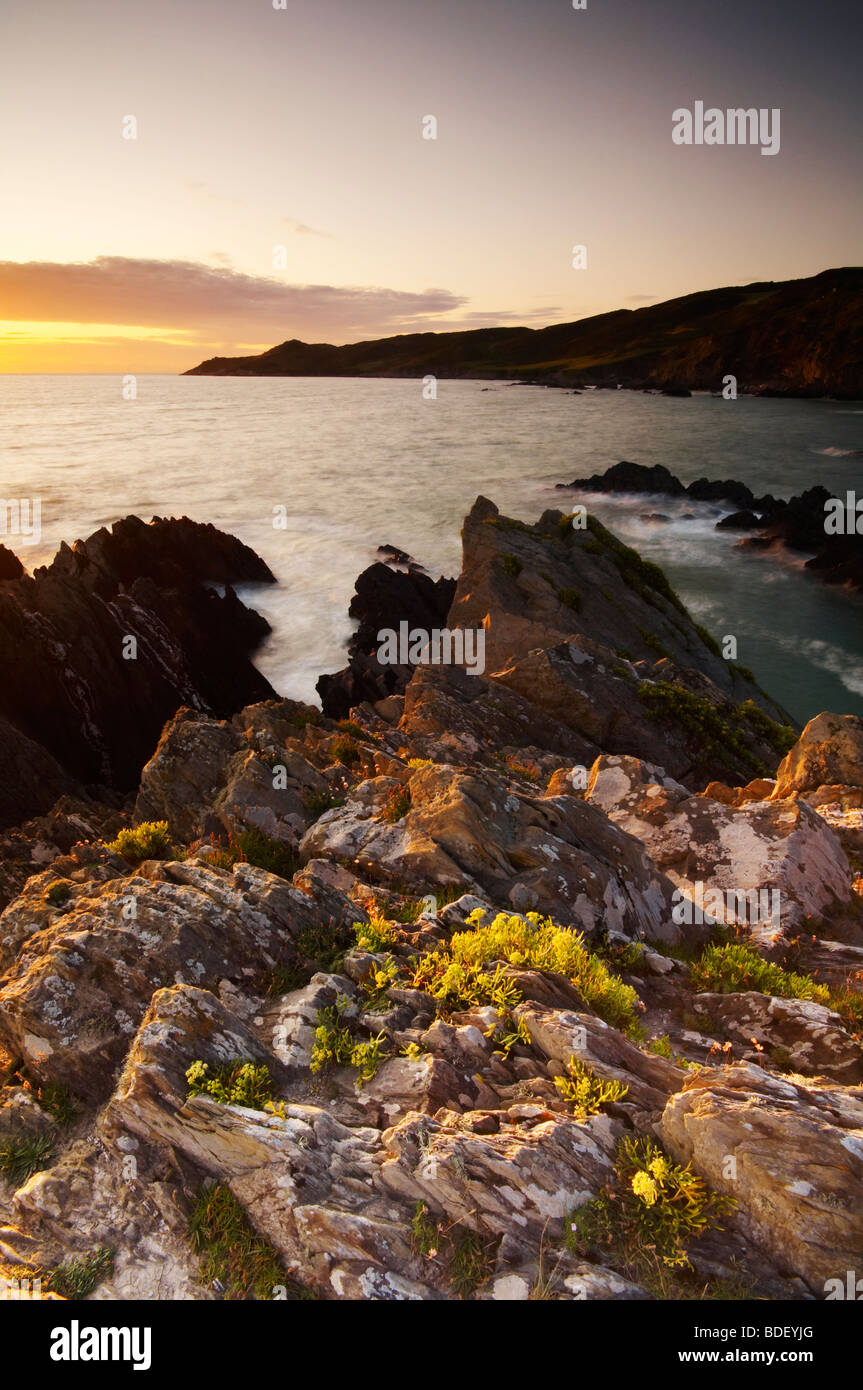 Atmospheric sunset over Morte Point on the North Devon coast UK Stock ...