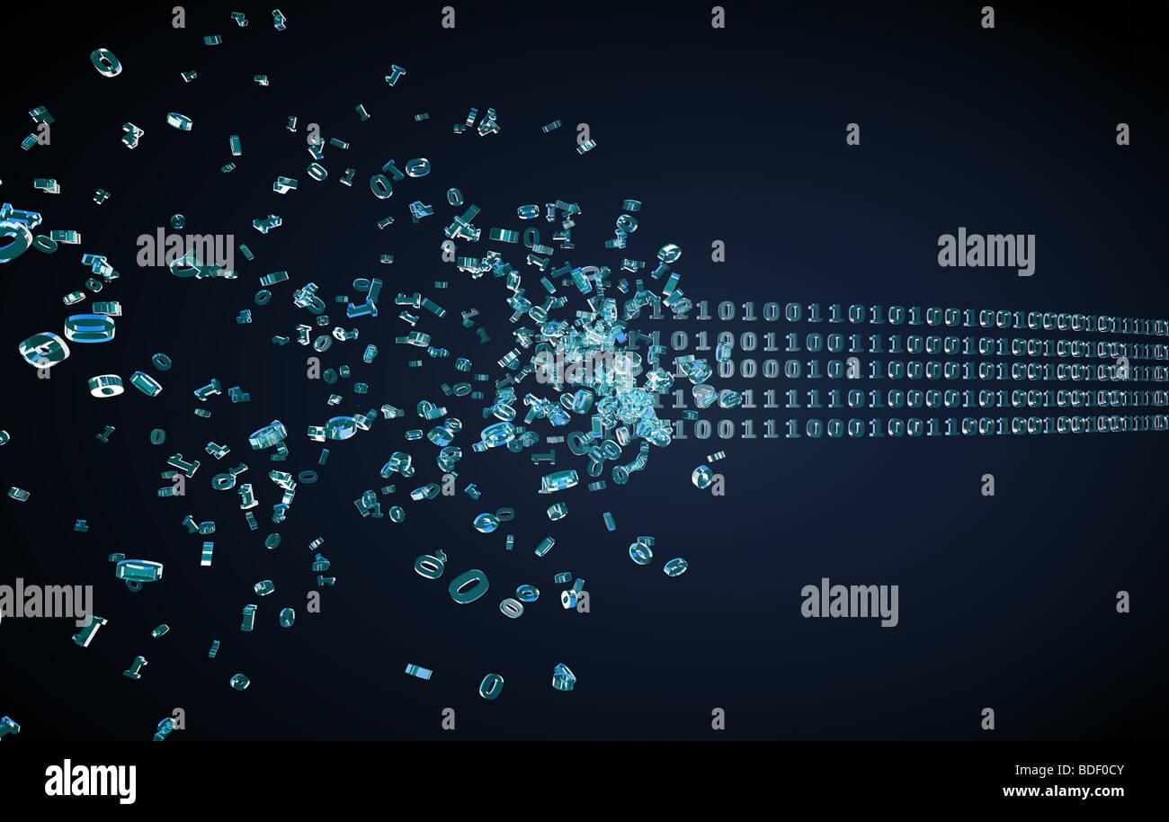 flowing binary code in the dark Stock Photo - Alamy