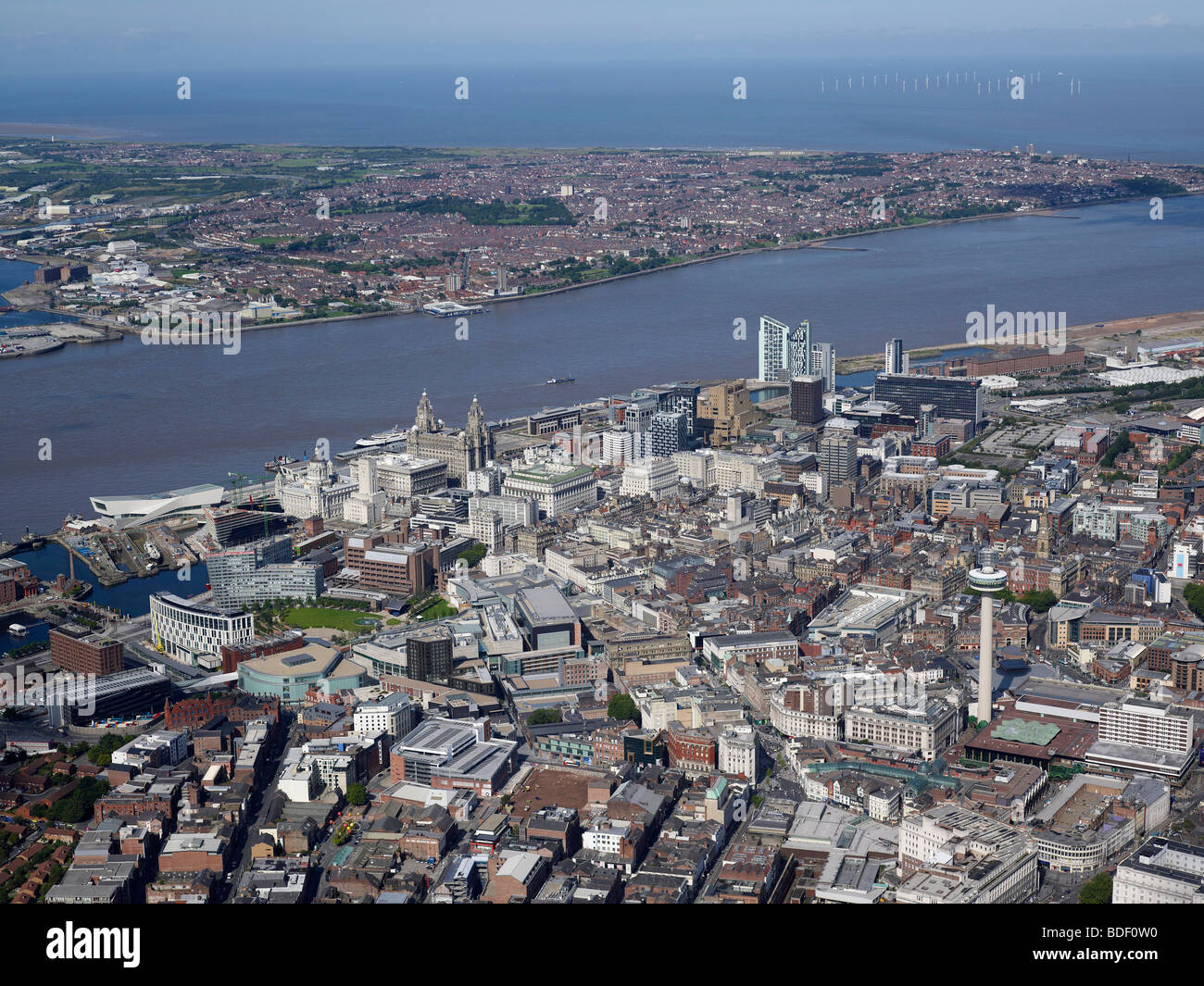 Aerial view of Liverpool, North West England, Summer 2009, looking ...