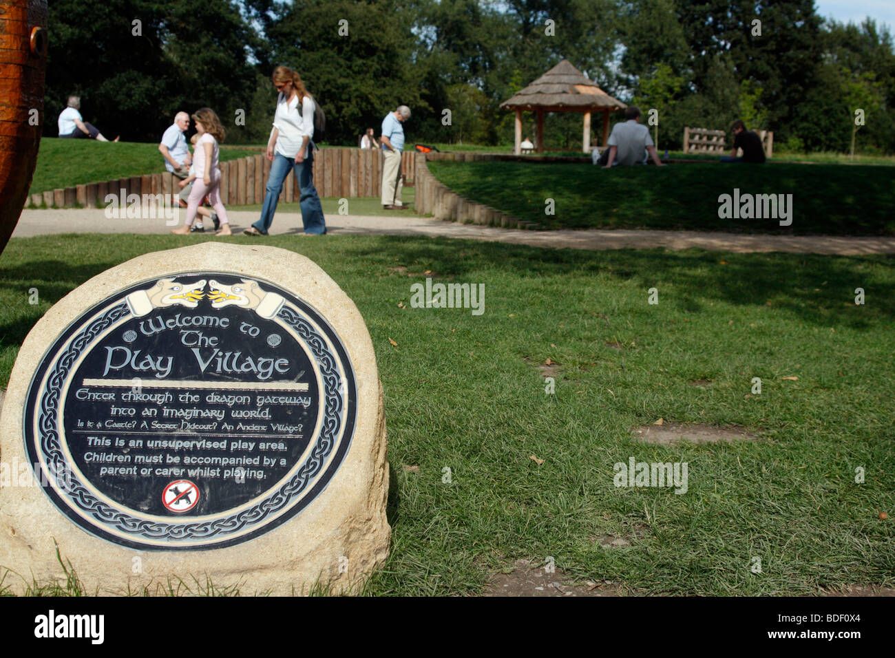 Welcome to the play village - Rufford Park Stock Photo - Alamy