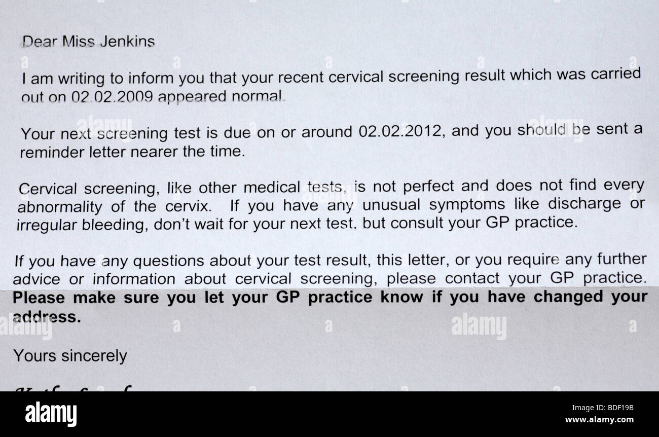 smear test letter results Stock Photo - Alamy smear test letter results Stock Photo - Alamy