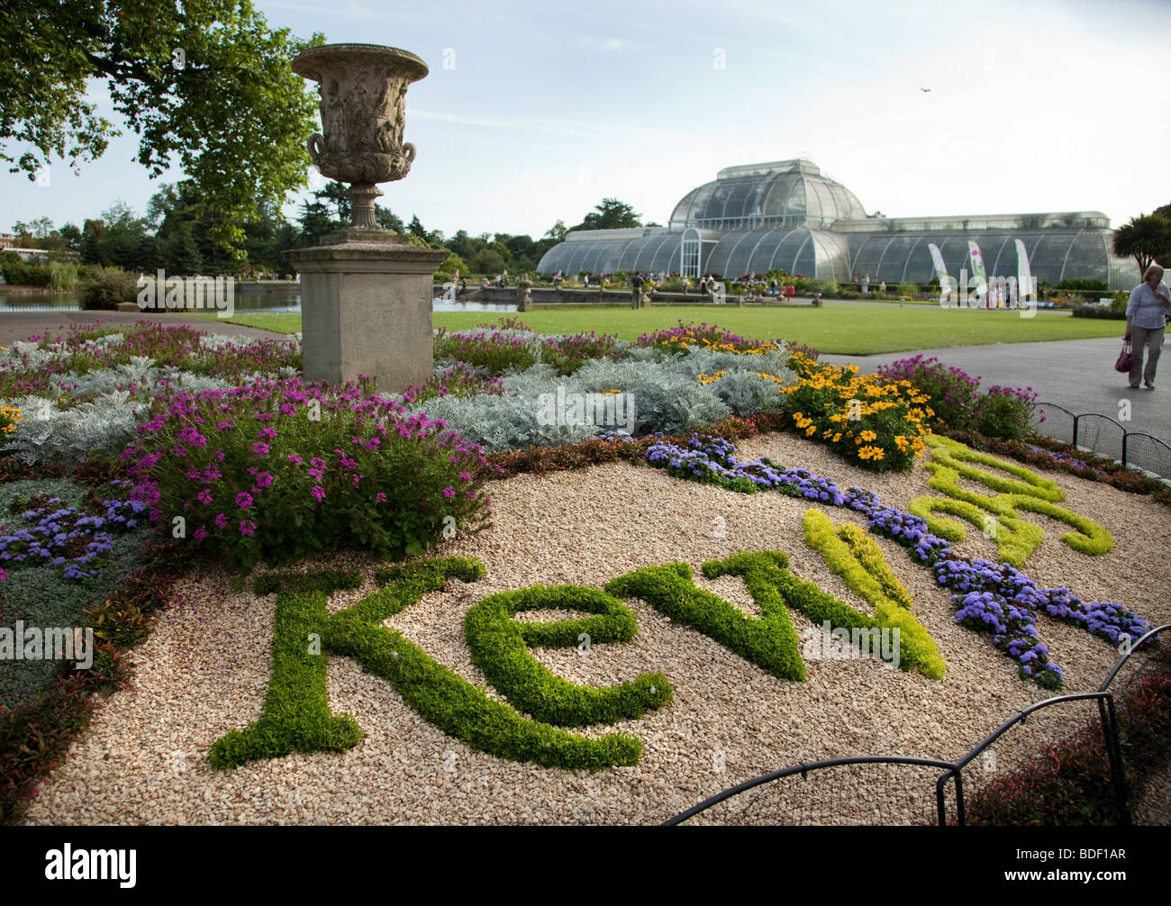 Kew Gardens showing a flower bed which spells "Kew" from an arrangement ...