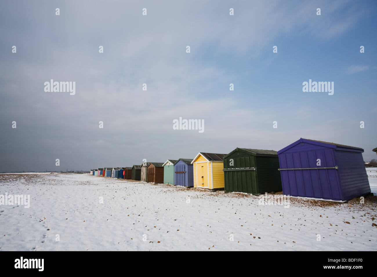 Snowy beach scene at Hayling Island Stock Photo - Alamy