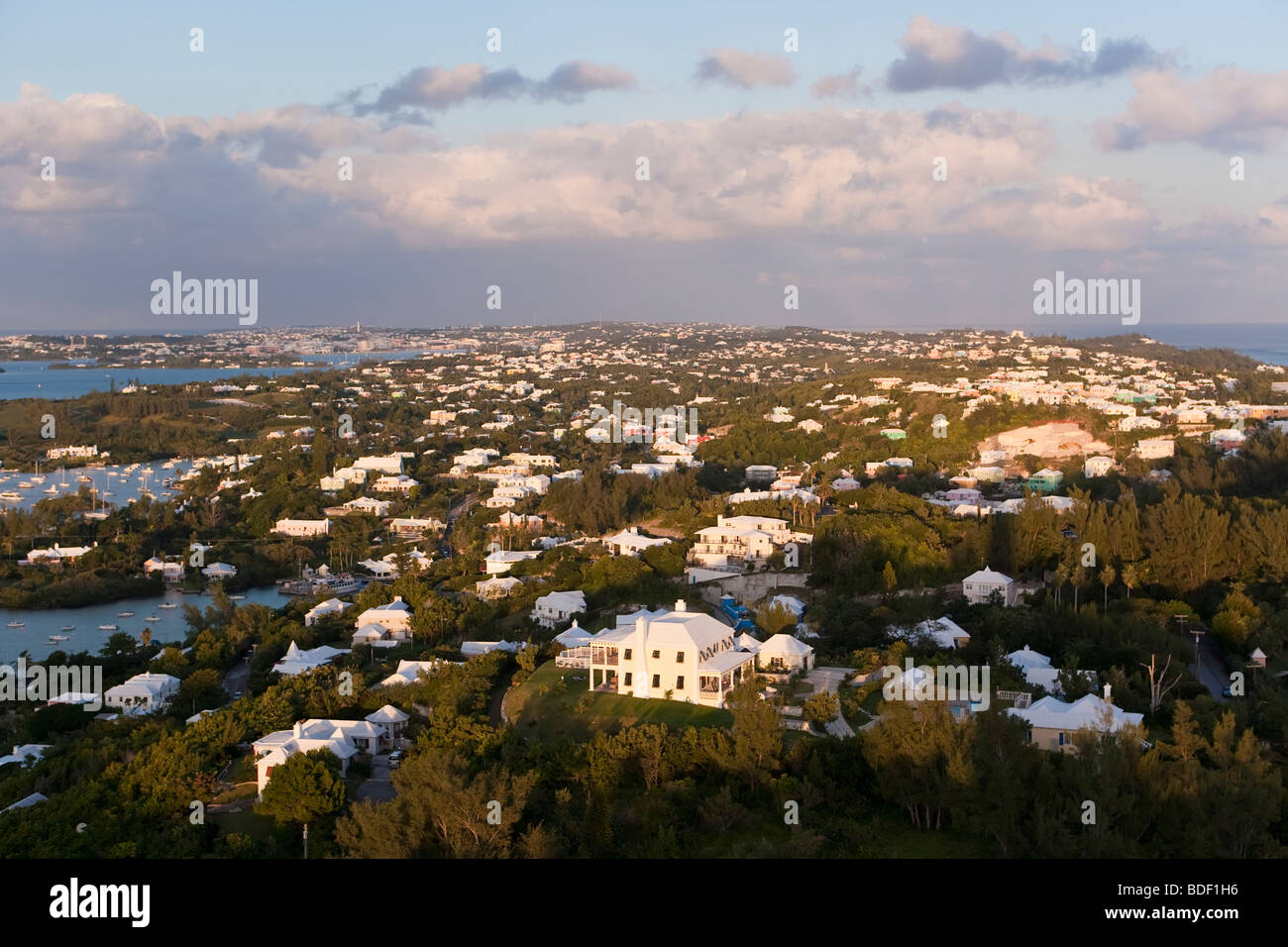 Atlantic Ocean, Bermuda, view from Gibbs Hill overlooking Southampton ...