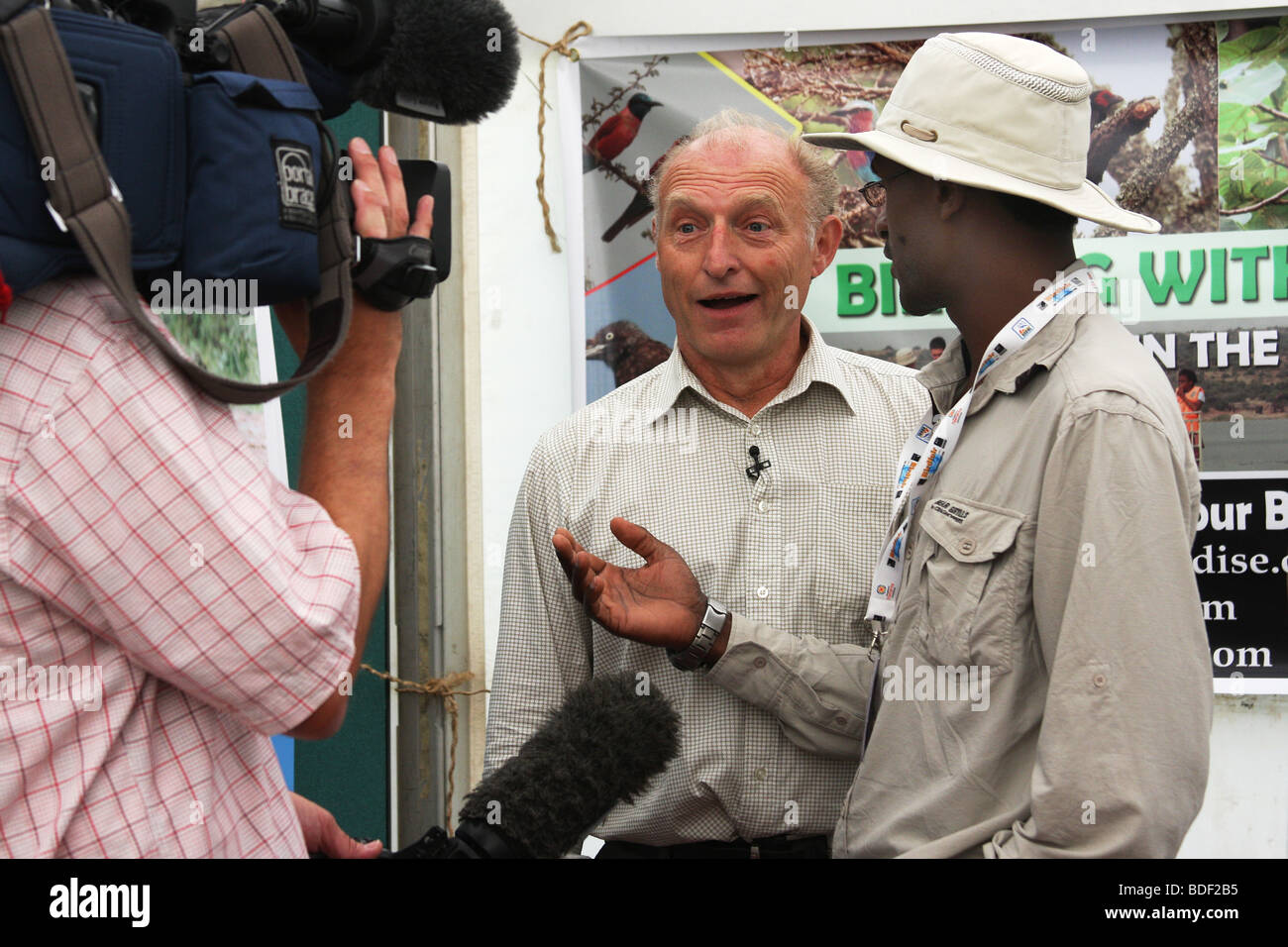 Television interview with camera. reporter and interviewee Stock Photo ...
