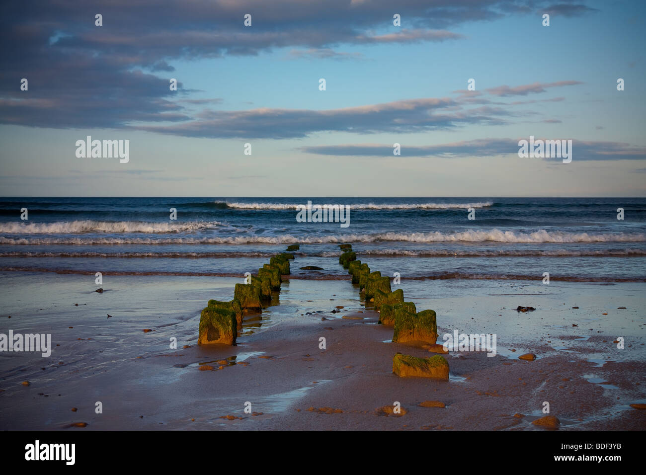 Blyth beach and promenade at dusk, Northumberland Coast Stock Photo - Alamy