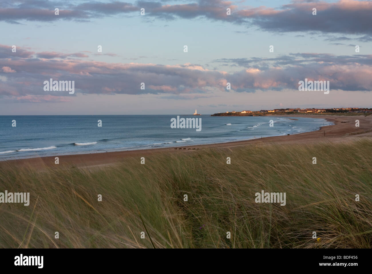 Blyth beach and promenade at dusk, Northumberland Coast Stock Photo - Alamy