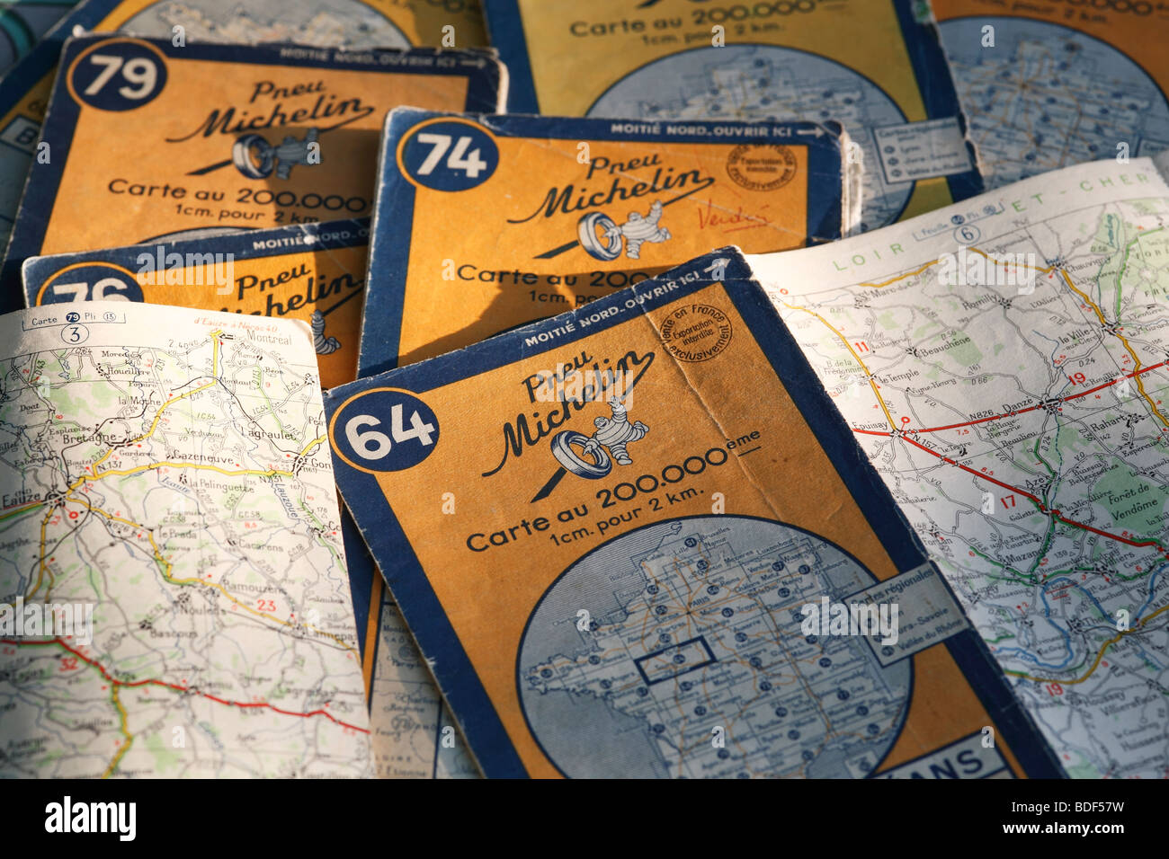 collection of old michelin maps of various french regions Stock Photo ...