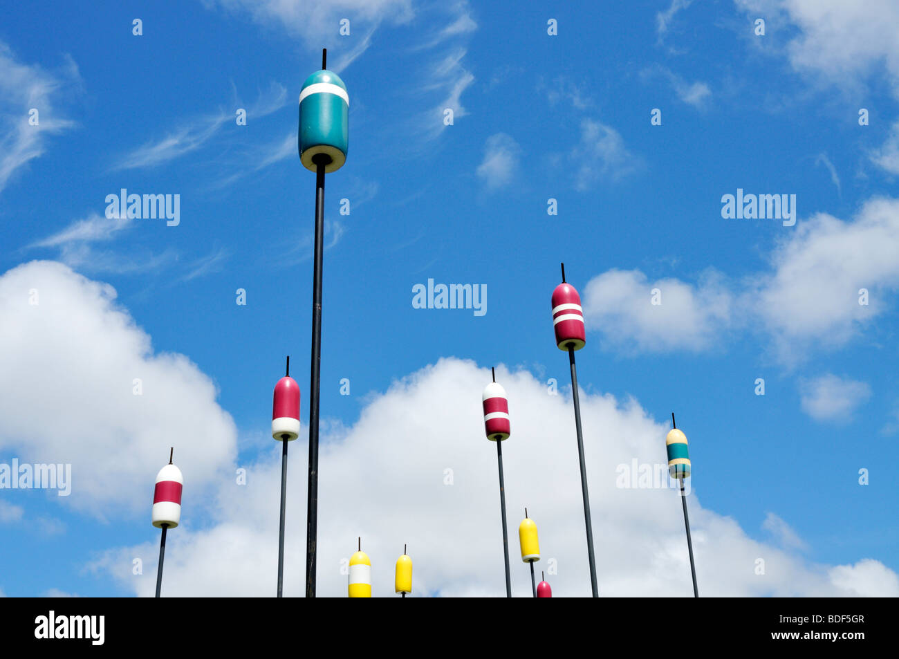 Lobster buoys or pots as outdoor art installation on Hyannis Harbor ...