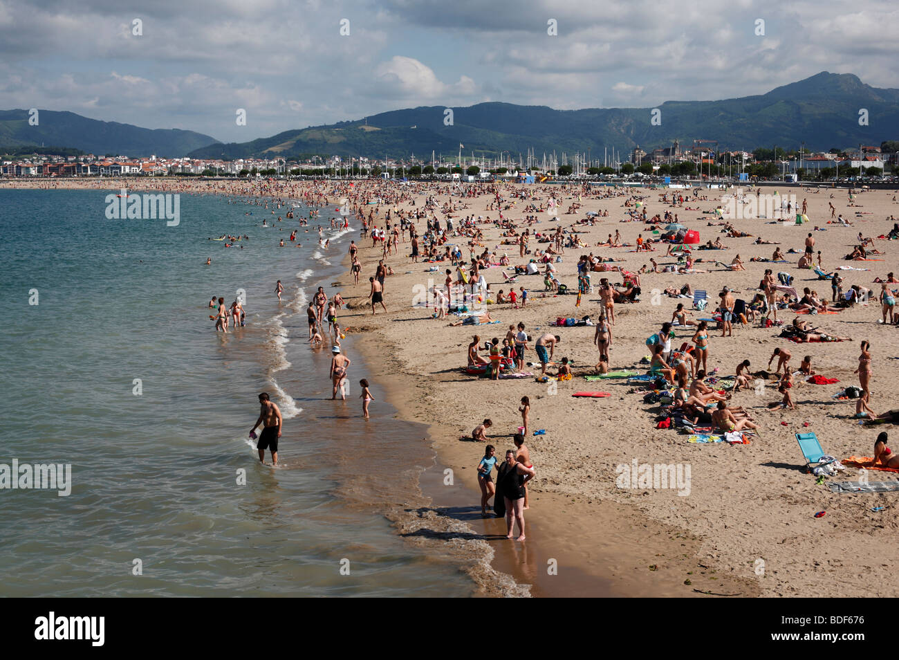 A crowded beach at Hondarribia in northern Spain Stock Photo - Alamy