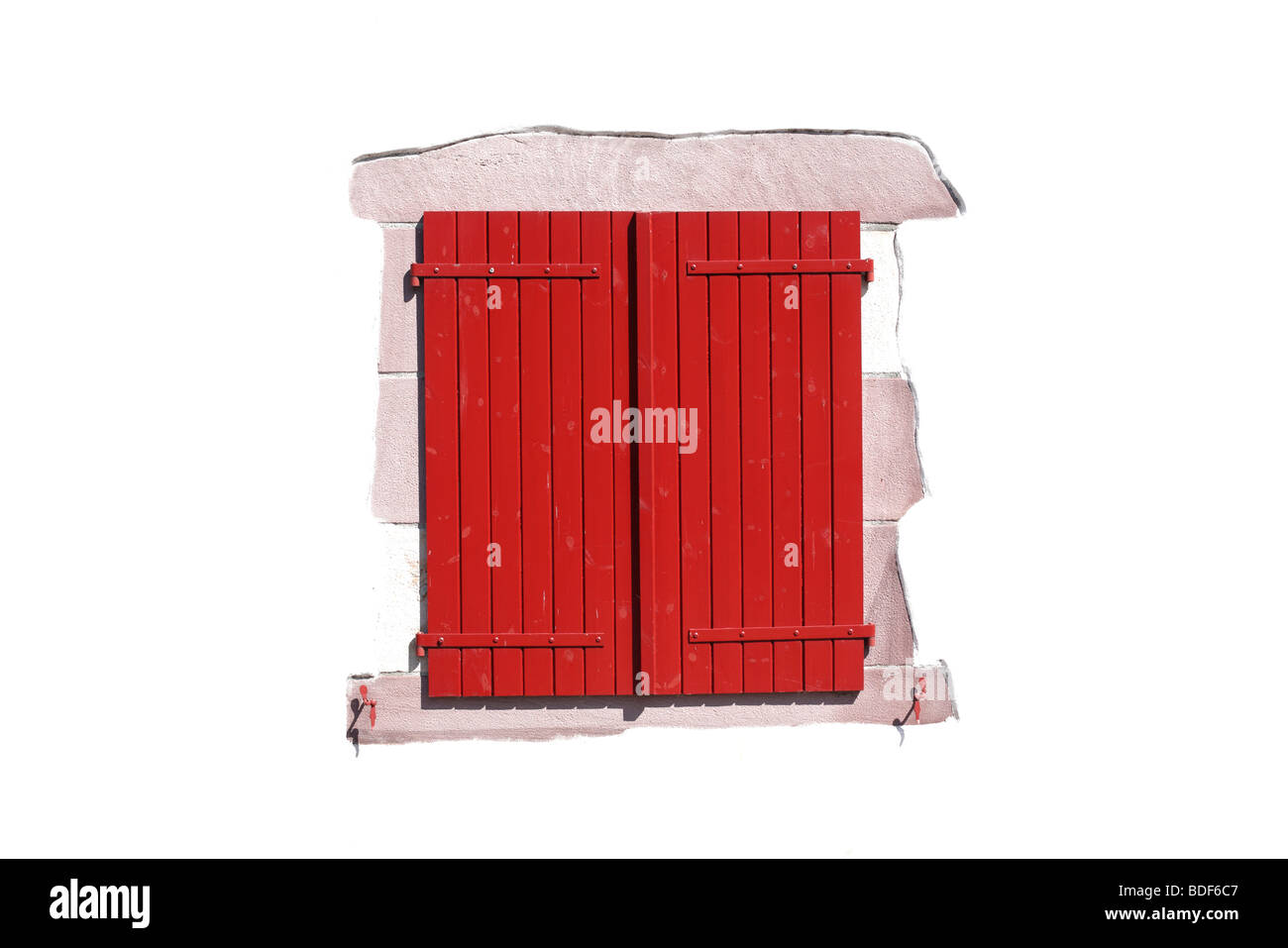 Red and white shutters Cut Out Stock Images & Pictures - Alamy