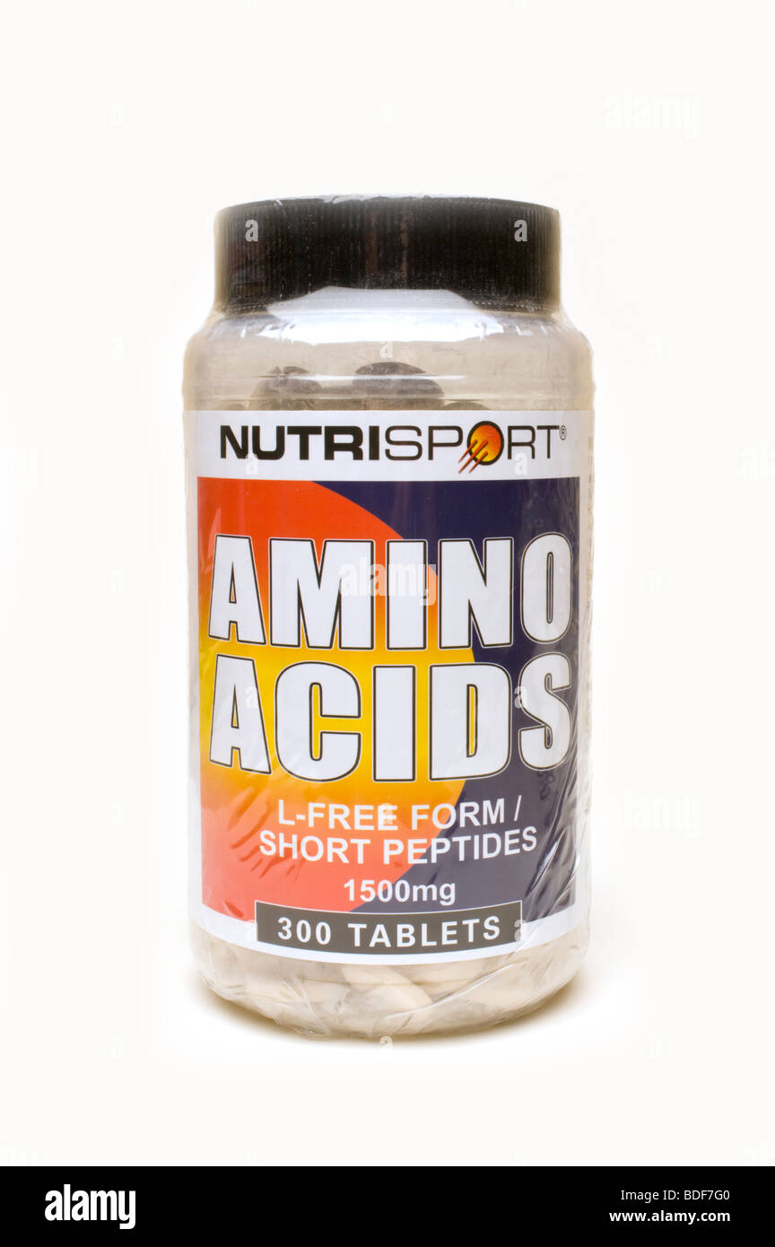 Health food supplement Amino Acids Tablets NOT Cut out Stock Photo - Alamy