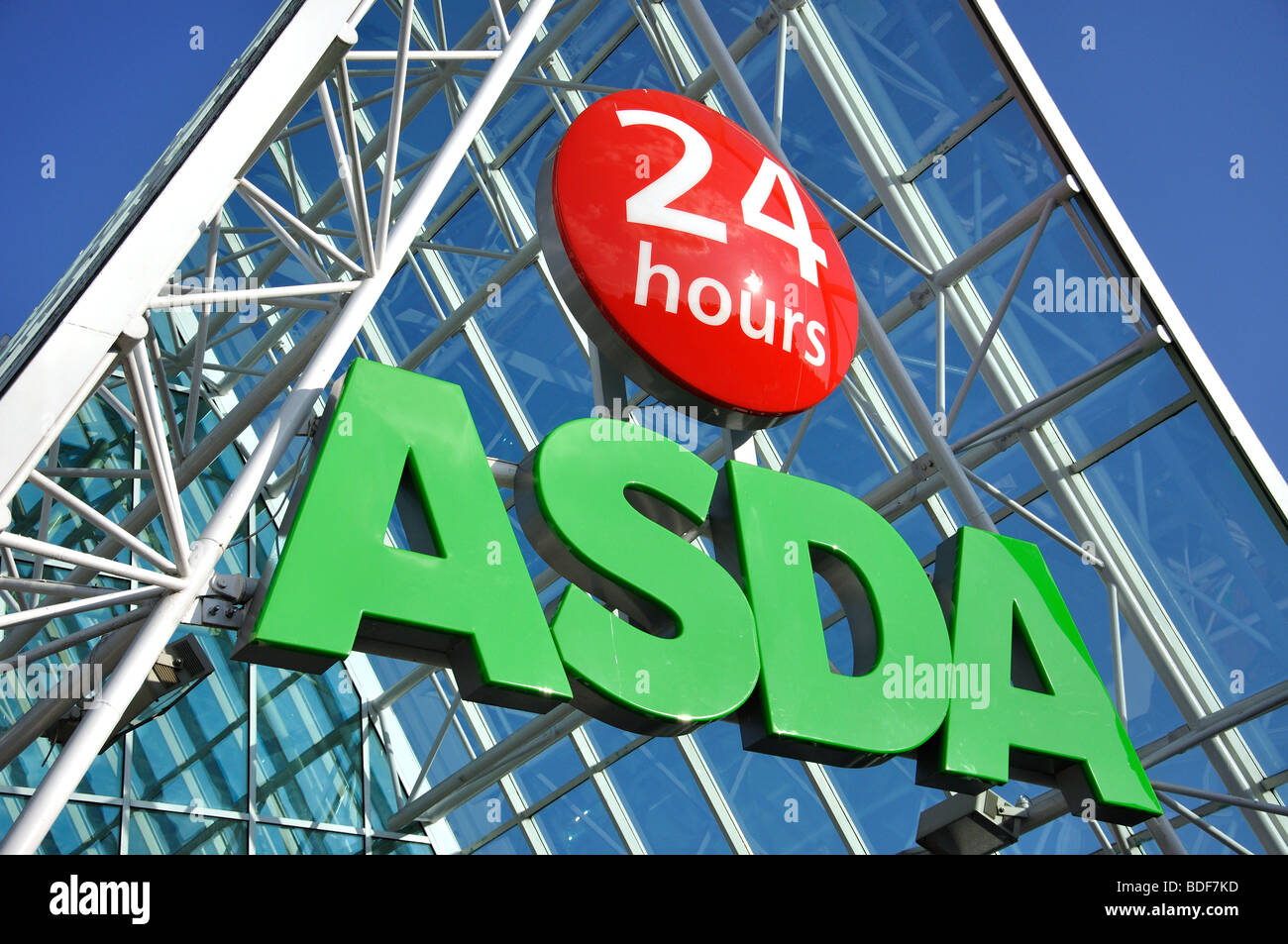 Asda sign, Asda 24 hours supermarket store, Lower Earley District ...