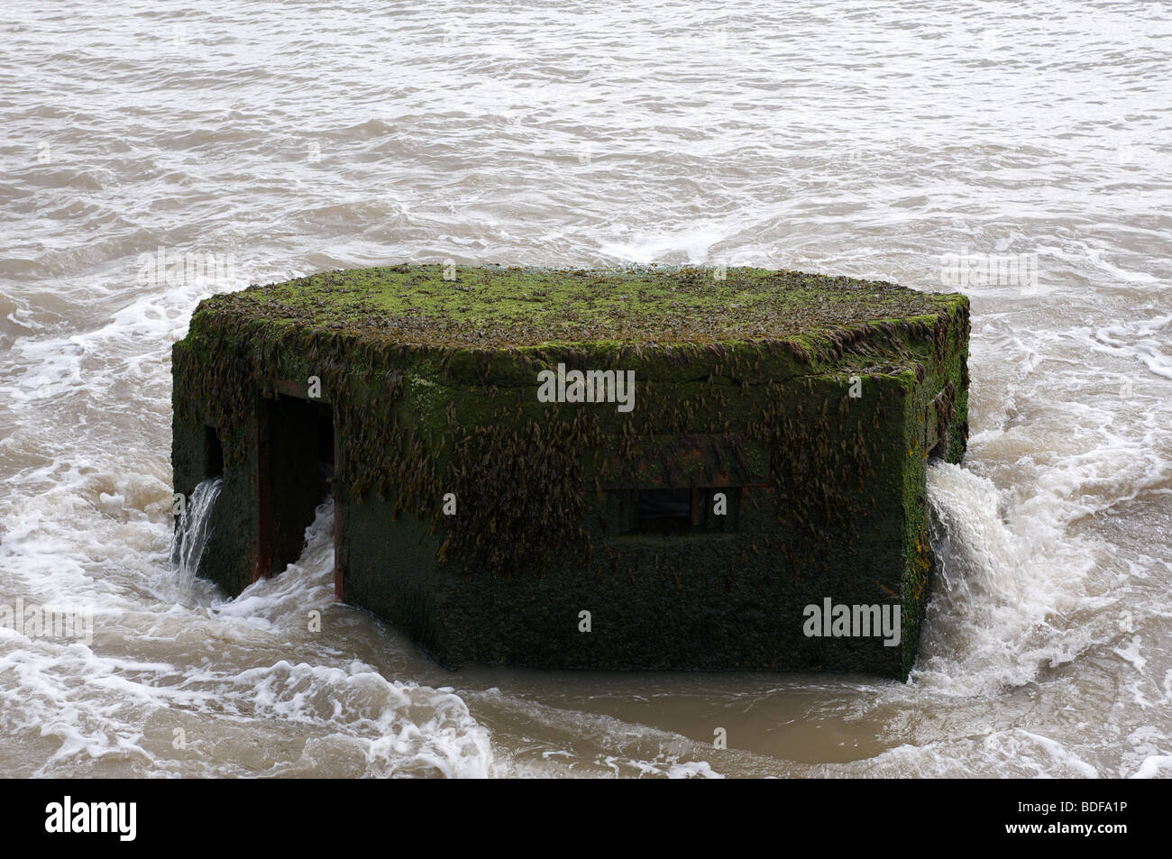 Second World War Pill box, lost to the sea due to coastal eroision ...