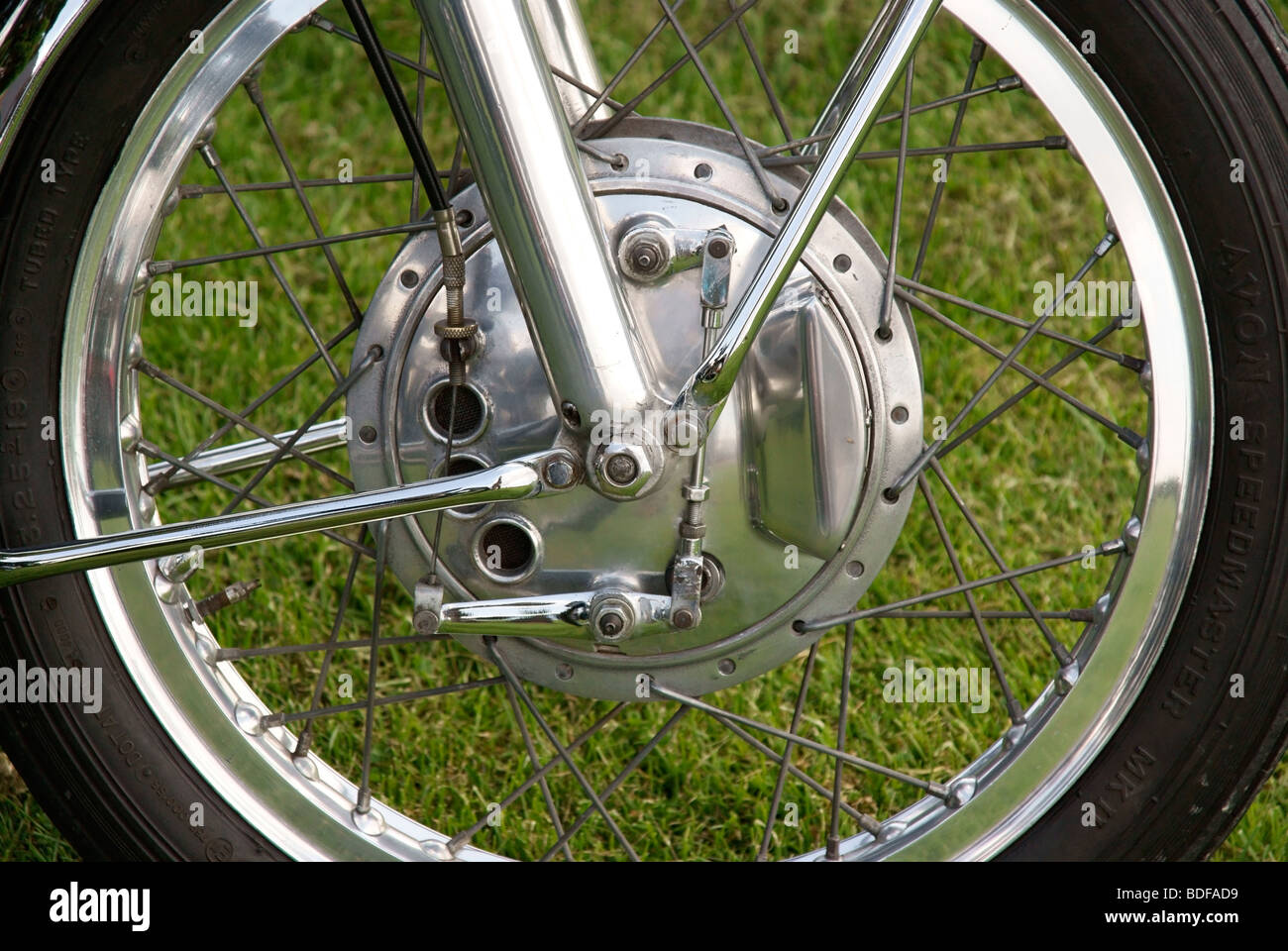 A classic motorcycle polished wheel Stock Photo - Alamy