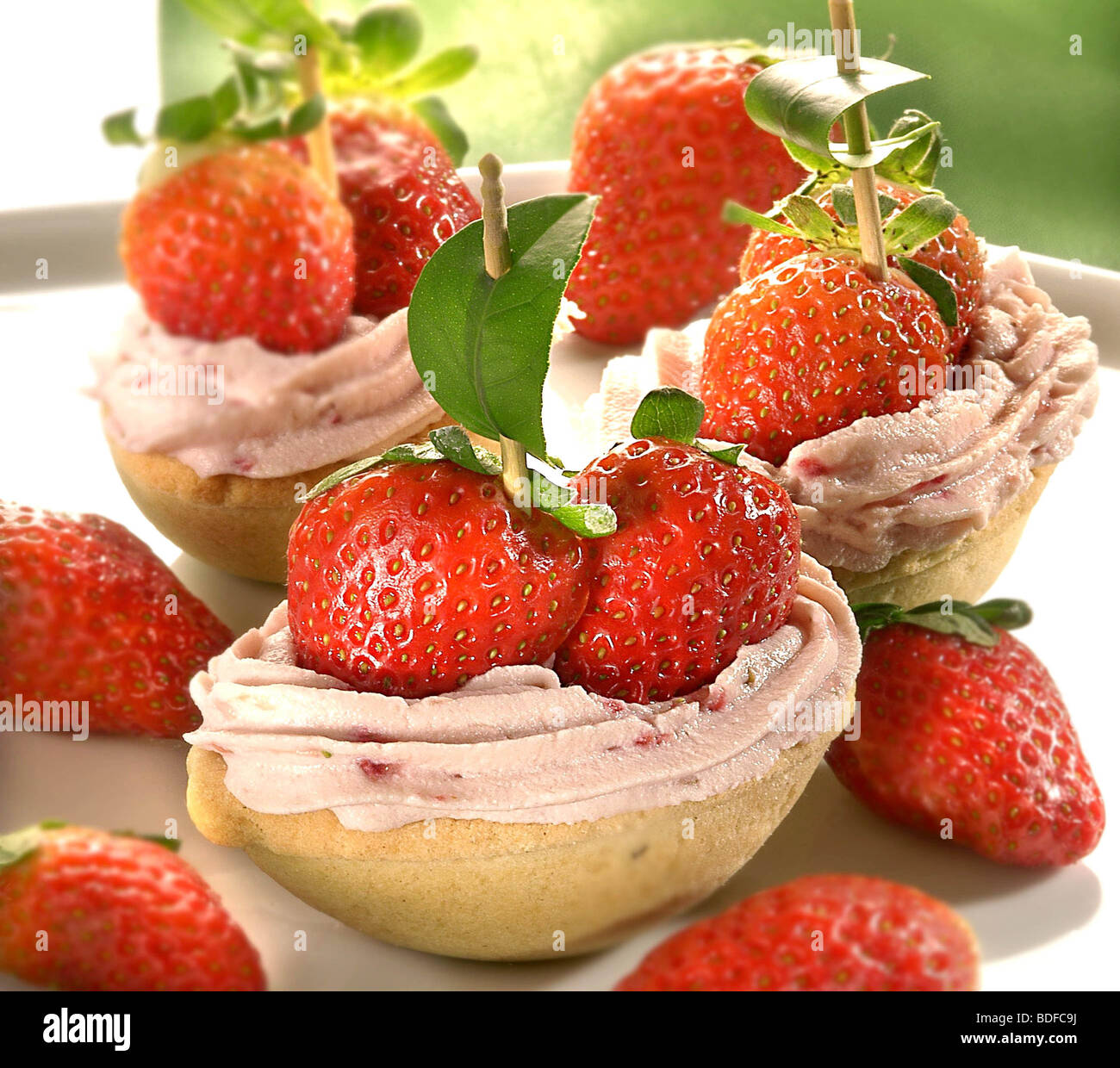 Pastry Boats Filled with Strawberry Cream Stock Photo - Alamy
