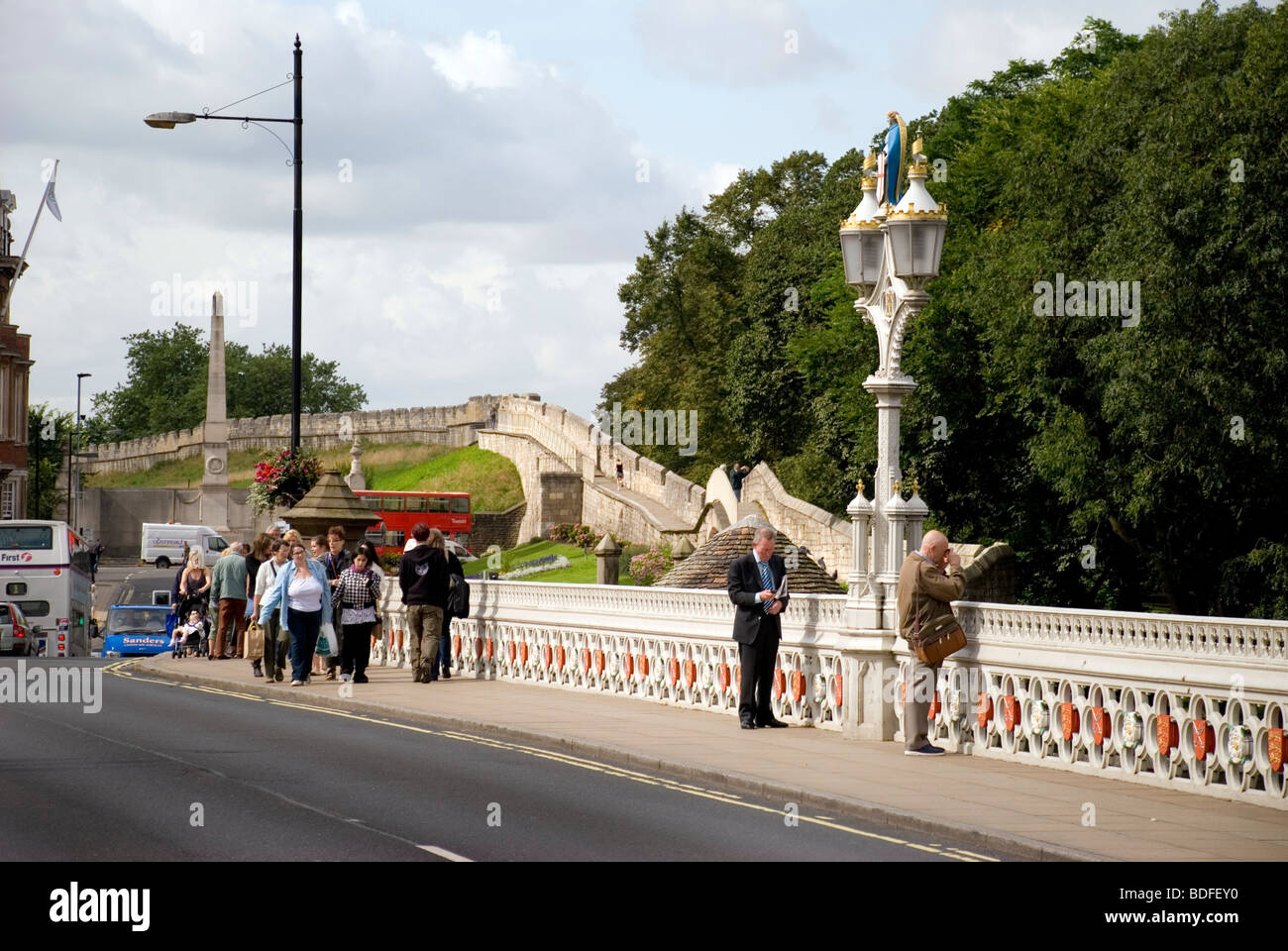York North Yorkshire England UK People walking across Lendal Bridge ...