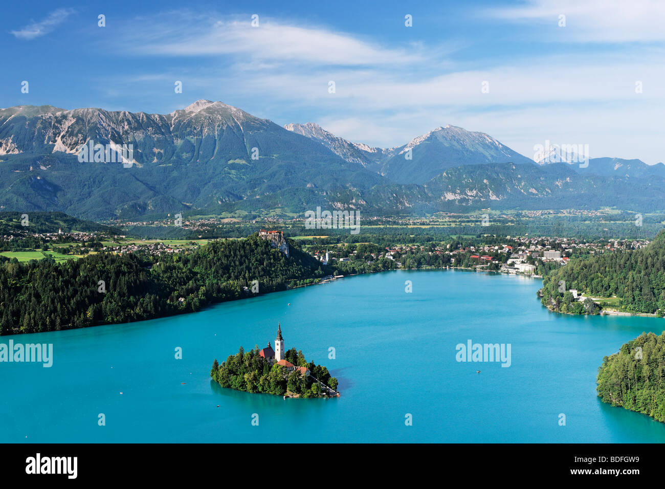 Lake Bled, Blejski Otok and the Church of the Assumption, Bled ...