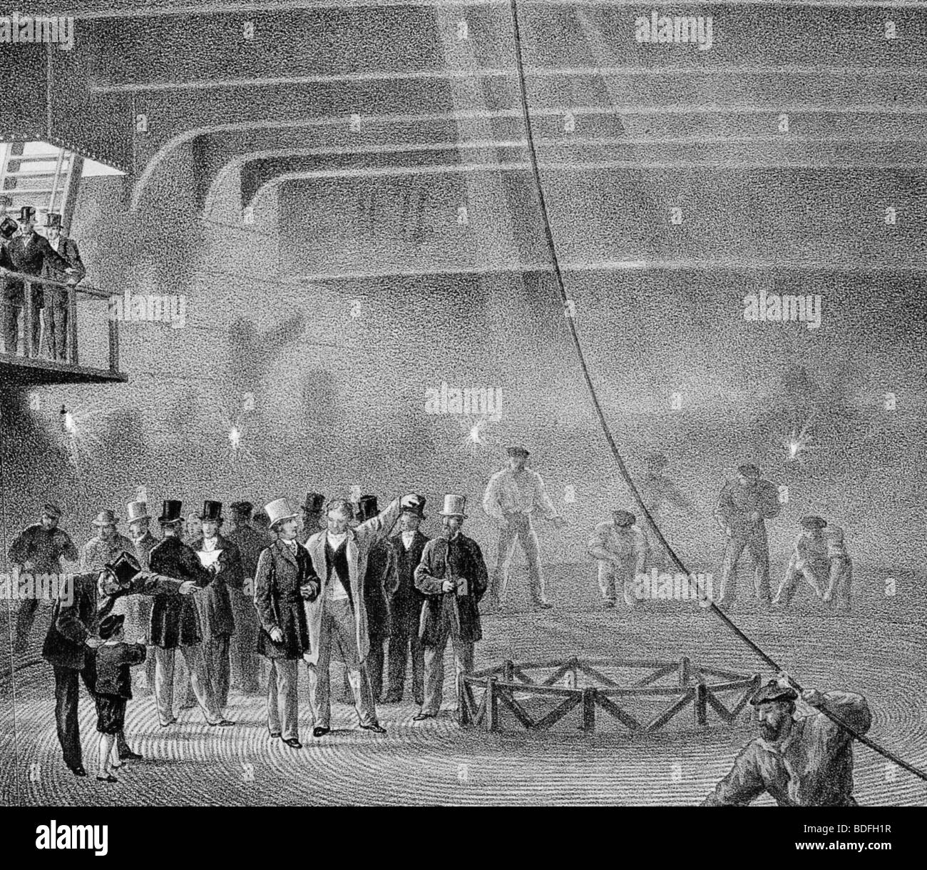 GREAT EASTERN Unwinding the transatlantic cable from the hold in 1866 ...