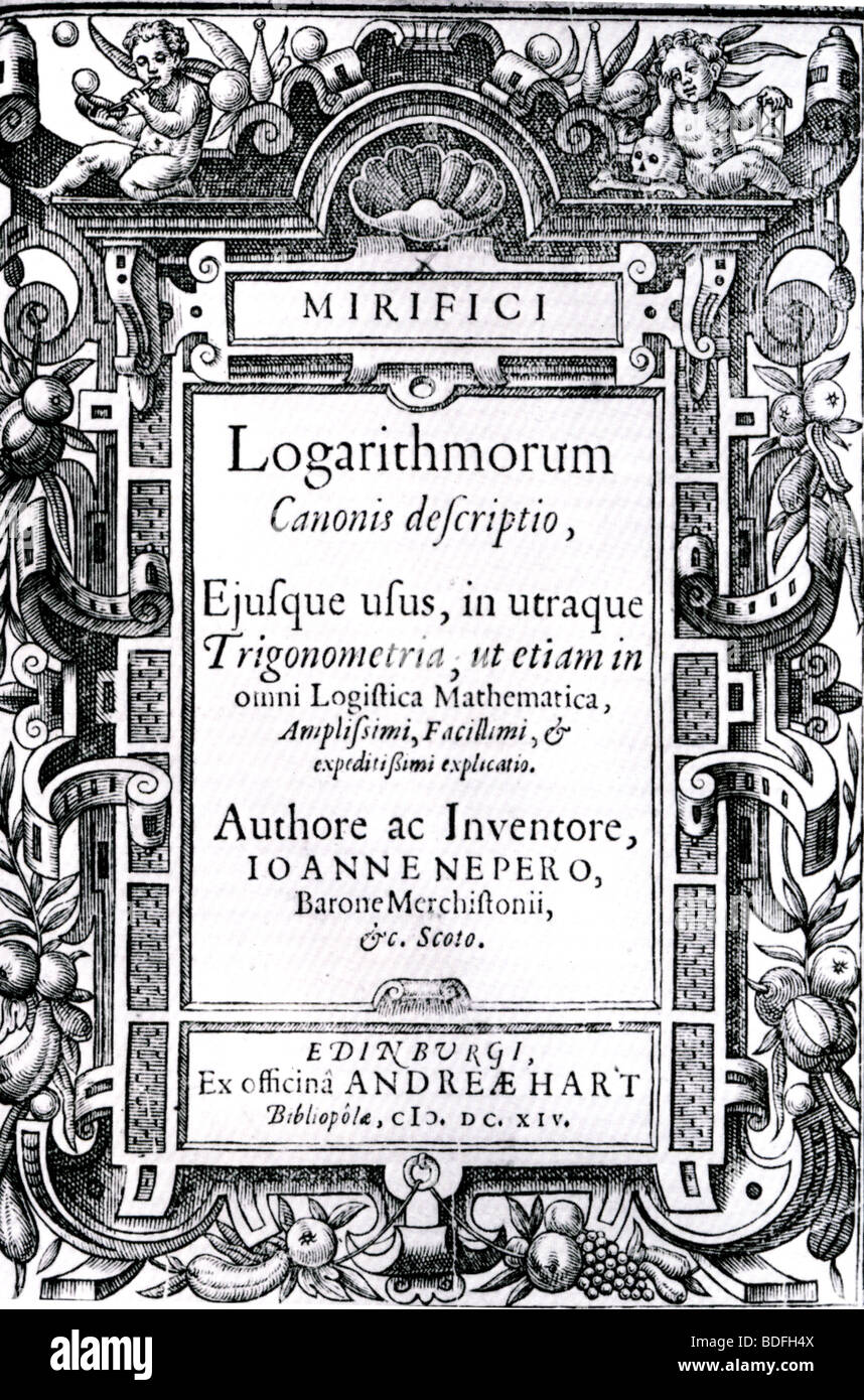 JOHN NAPIER Title page of the Scottish mathematicians book on ...