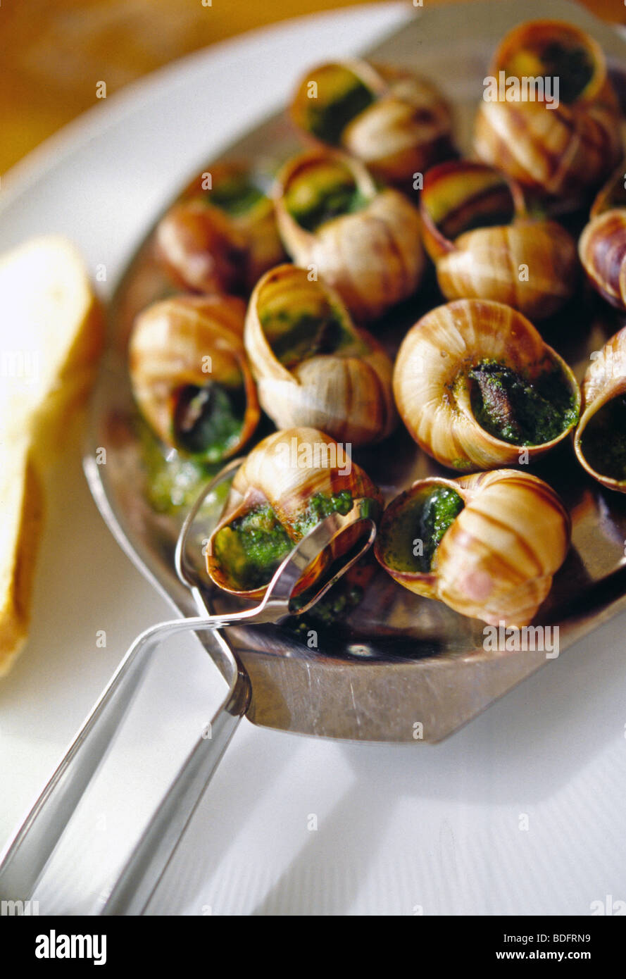 Snails with Green Parsley Butter Stock Photo - Alamy