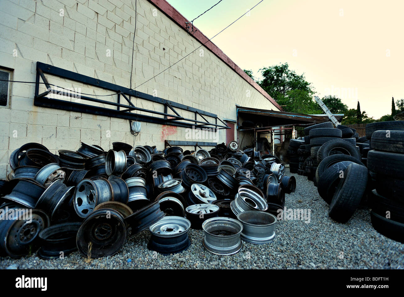 Tires for recycling in a warehouse in California, USA Stock Photo - Alamy