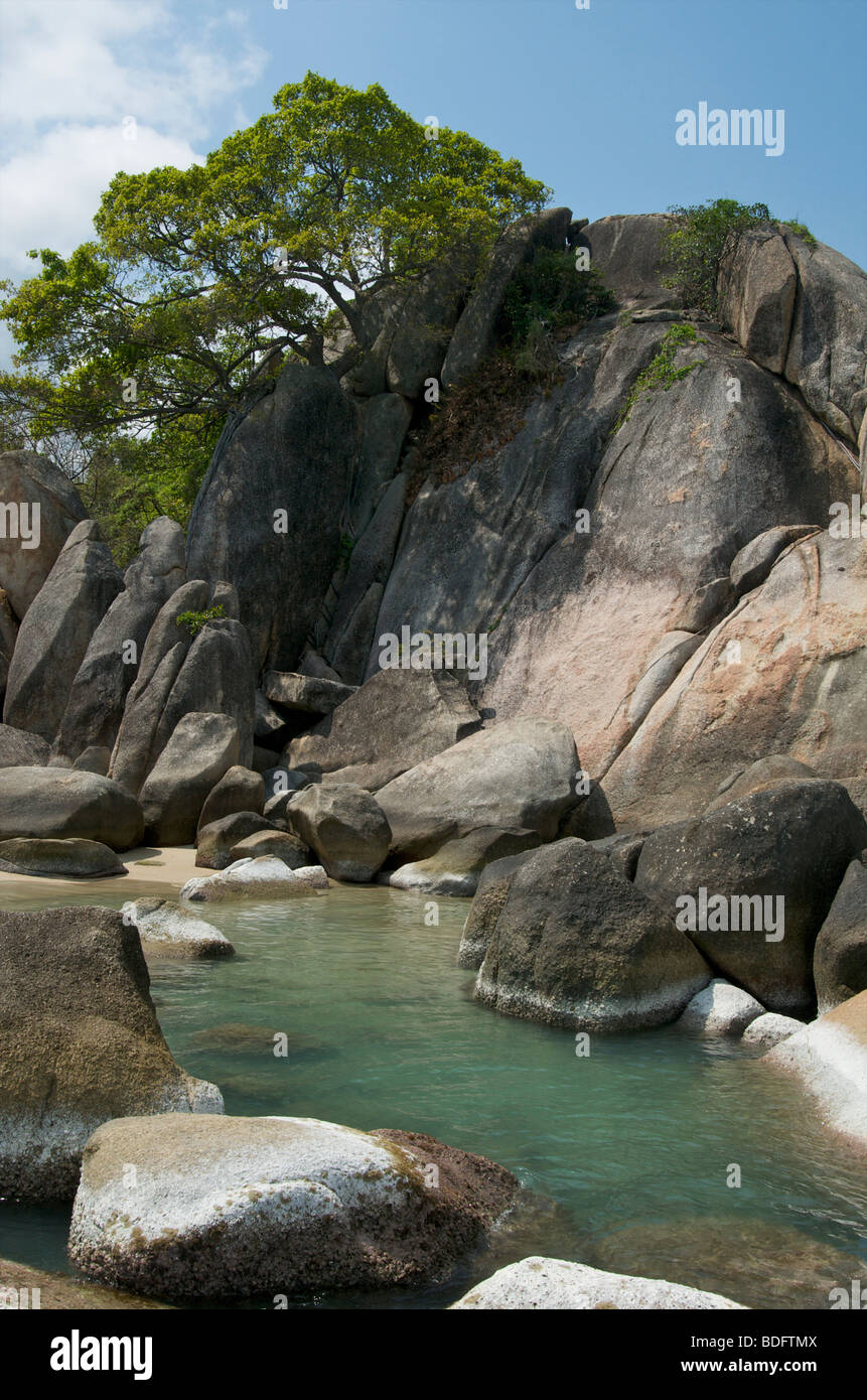 Rock pool in shore on the island of Koh Samui in Thailand Stock Photo ...