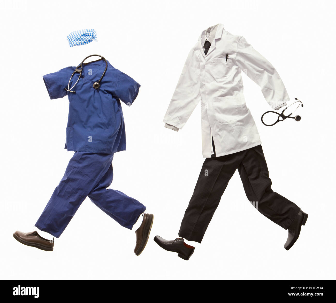 A doctor and nurse outfit running Stock Photo - Alamy