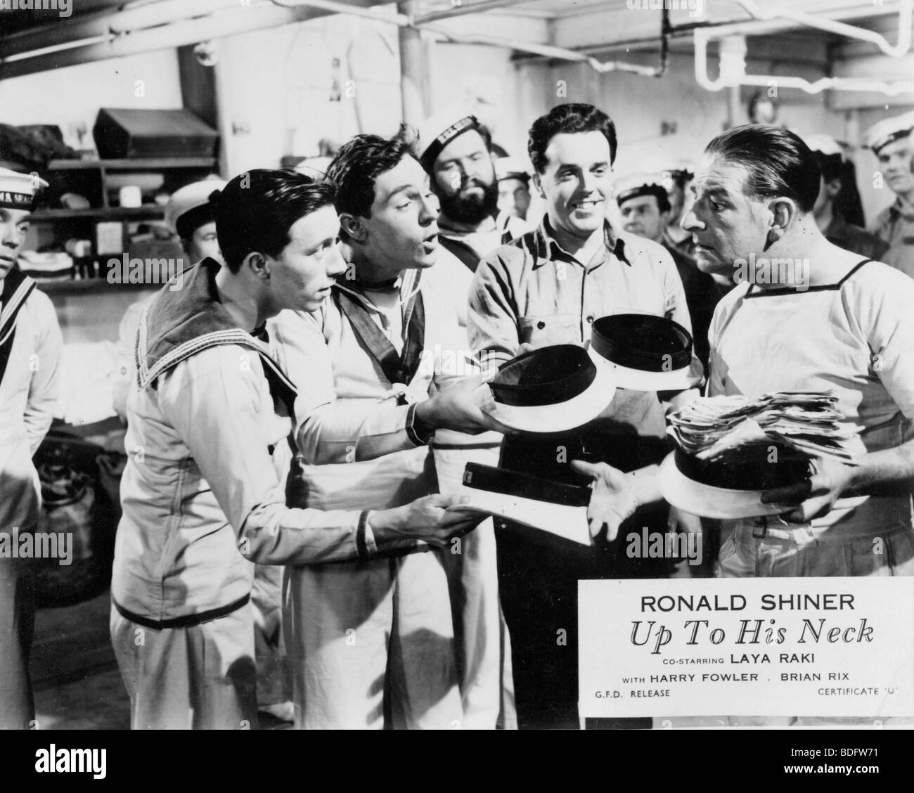 UP TO HIS NECK 1954 GFD film with from right Ronald Shiner, Brian Rix ...
