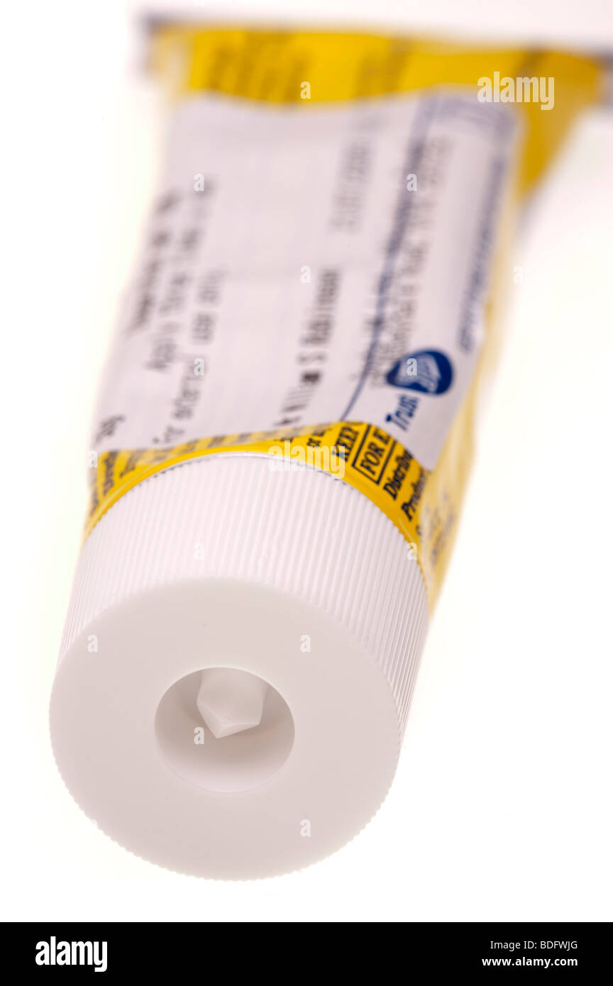 "Puncture point" on the cap of a tube of gel with prescription label ...