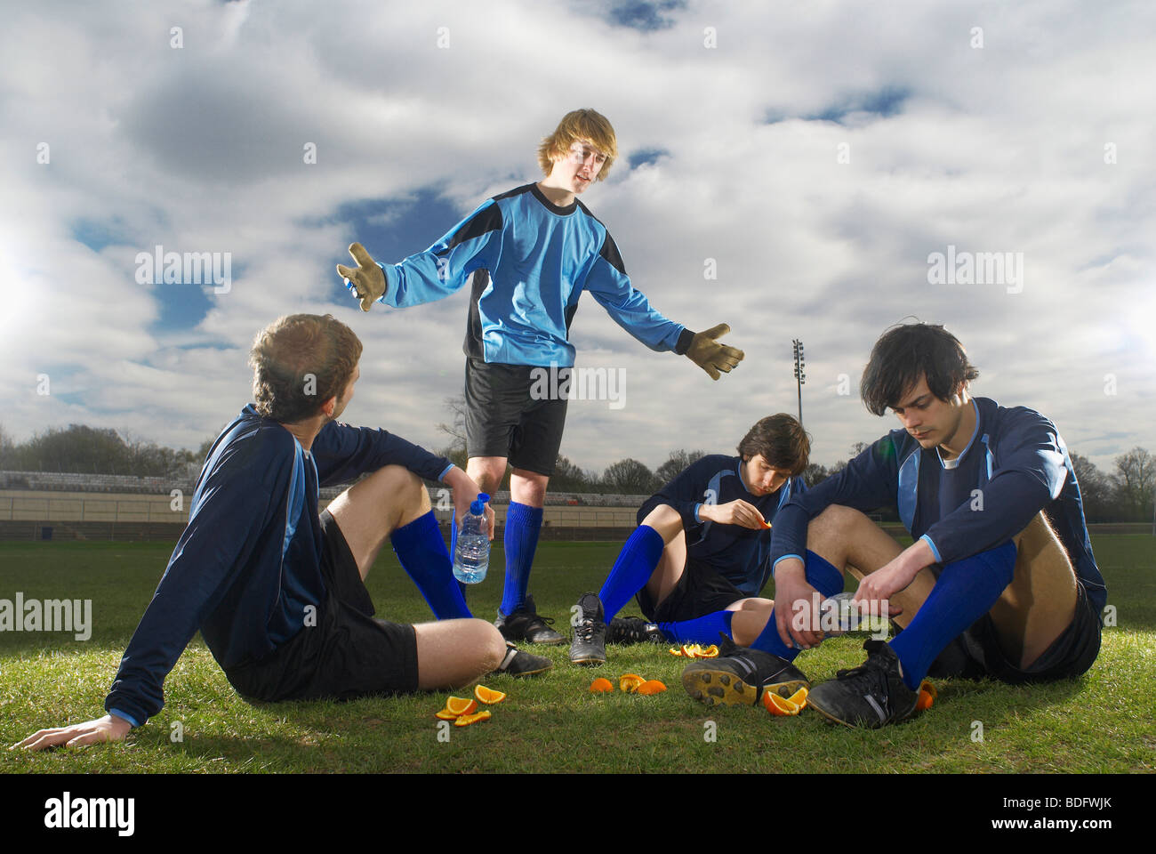 goalkeeper and team mates Stock Photo - Alamy