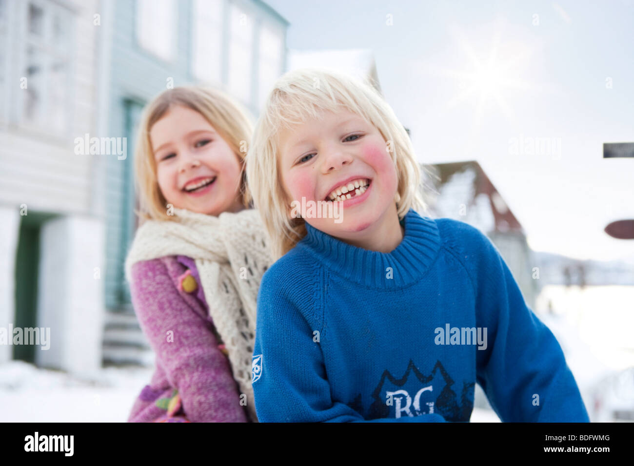 Scandinavian children smiling Stock Photo - Alamy