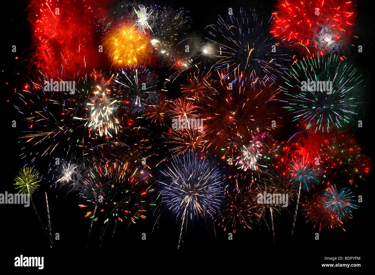 Fireworks in the night sky Stock Photo - Alamy