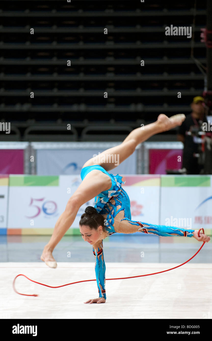 Aliya Garayeva of Azerbaijan competing in rhythmic gymnastics ...